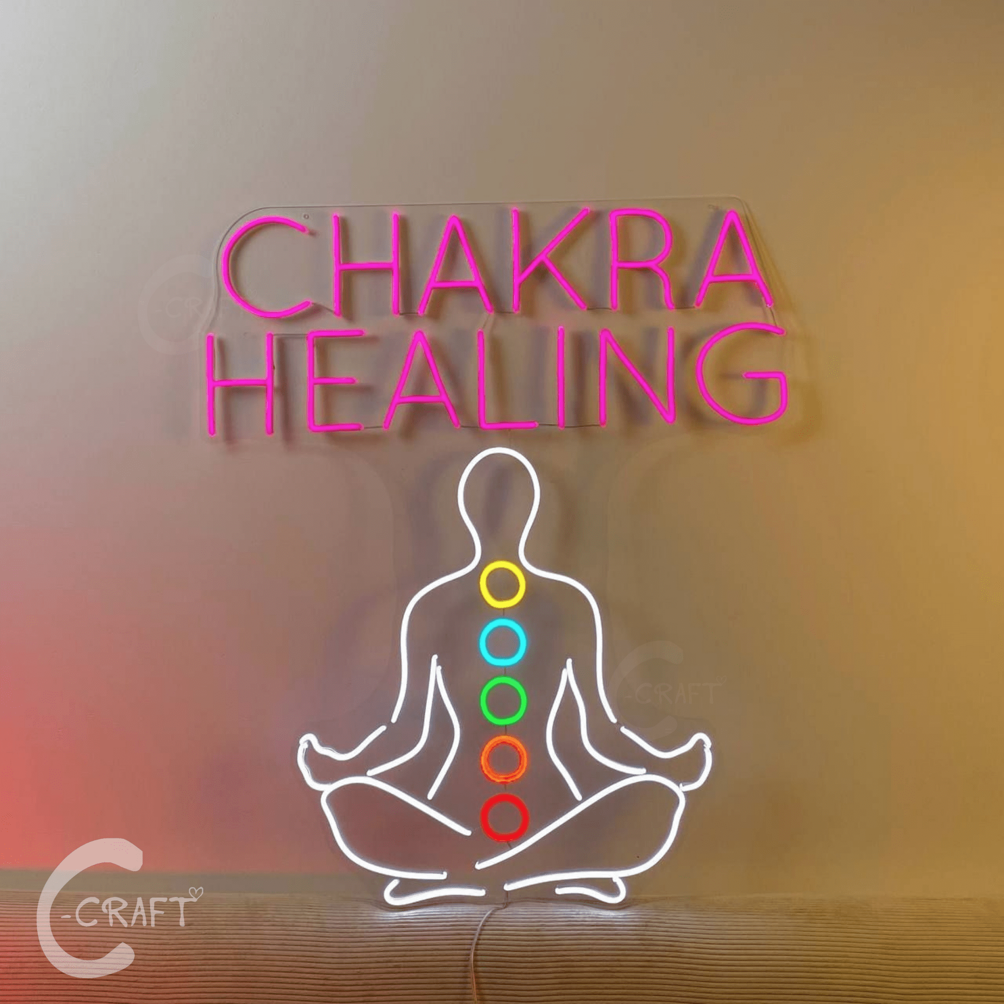 C-CRAFT Chakra Healing Neon Sign Led Light Up 27 inch for Yoga Club ...