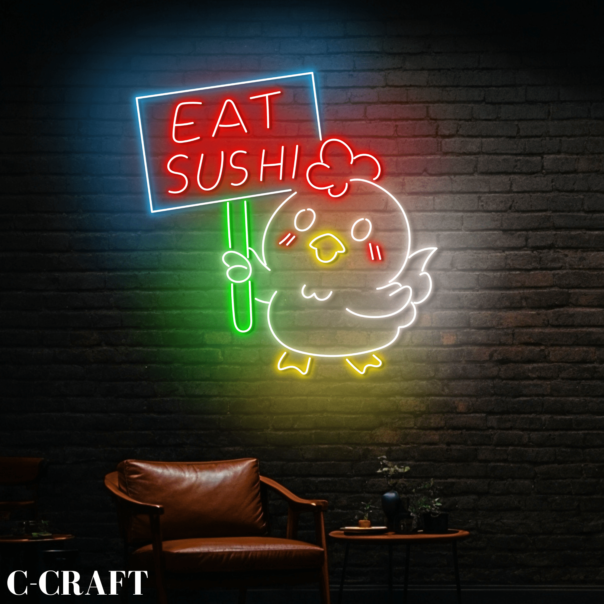 C-CRAFT Chicken Hold Eat Sushi Board Neon Led Light for Sushi ...