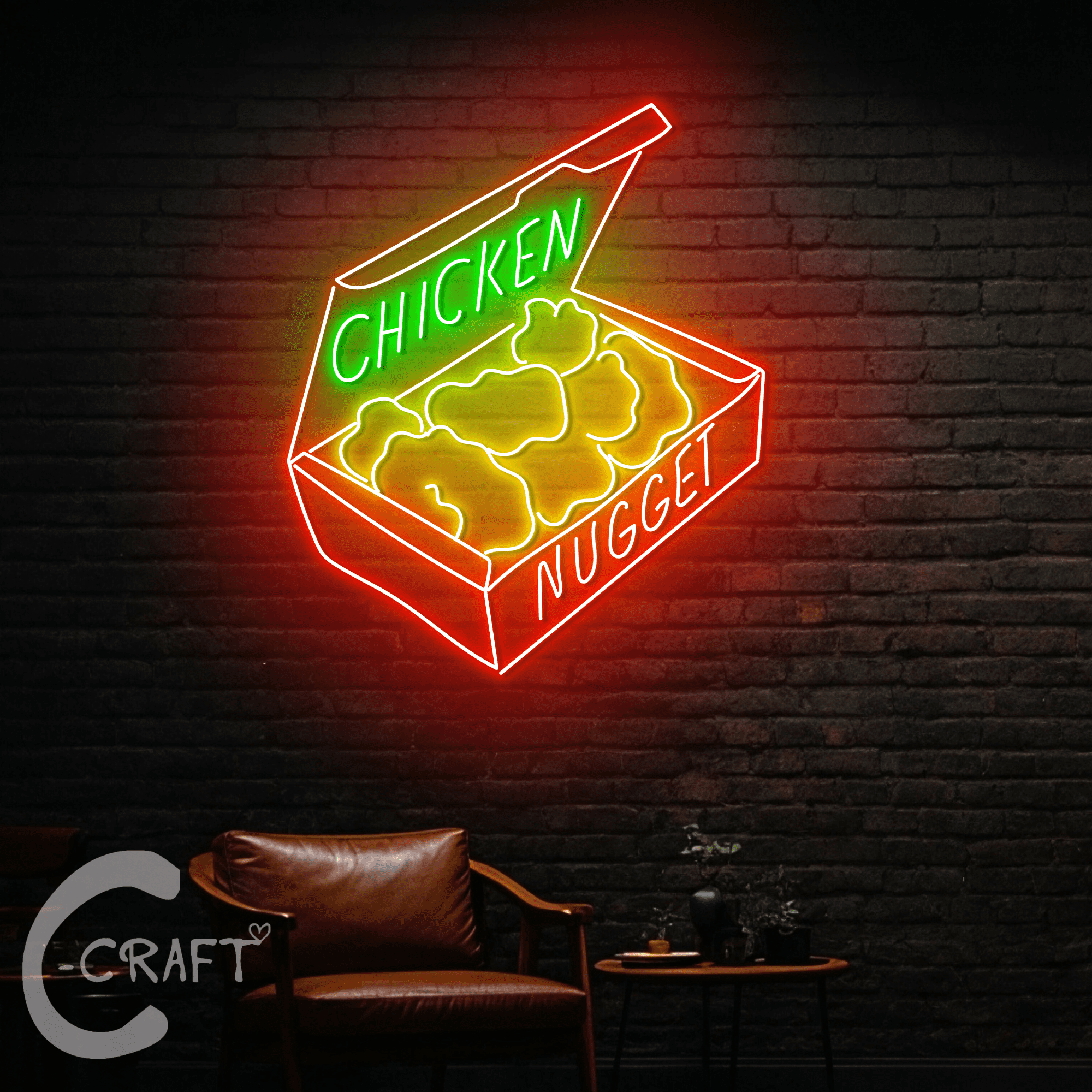 C-CRAFT Chicken Nuggets Box Neon Led Light Up 23 inch for Chicken ...