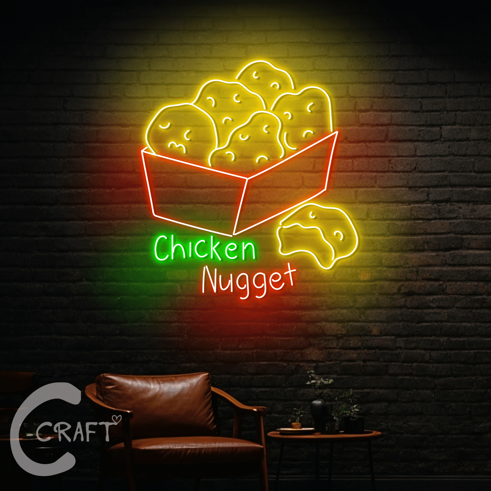 C-CRAFT Chicken Nuggets Neon Led Light Up 27 inch for Chicken ...