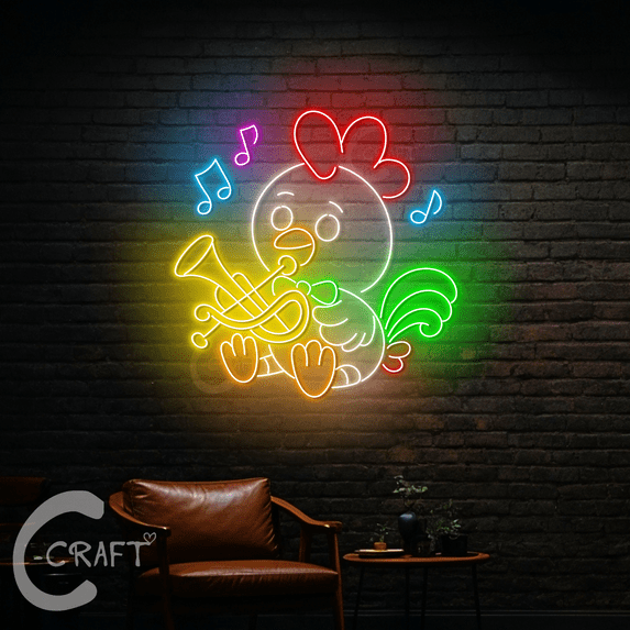 C-CRAFT Chicken Trumpet Neon Light Led Sign 35 inch for Trumpet Store ...