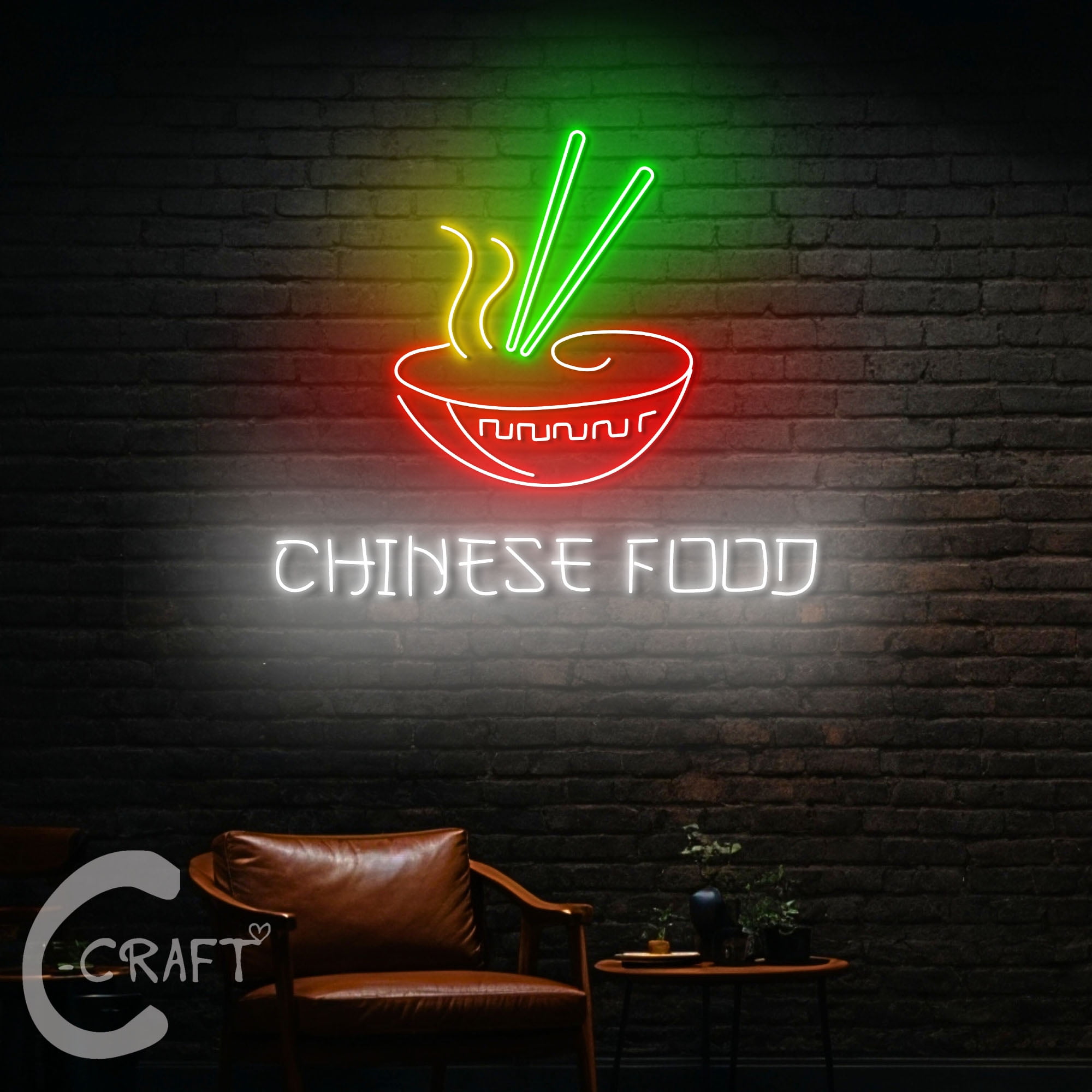 C-CRAFT Chinese Food Neon Led Light Up 33 inch for Chinese Restaurant ...