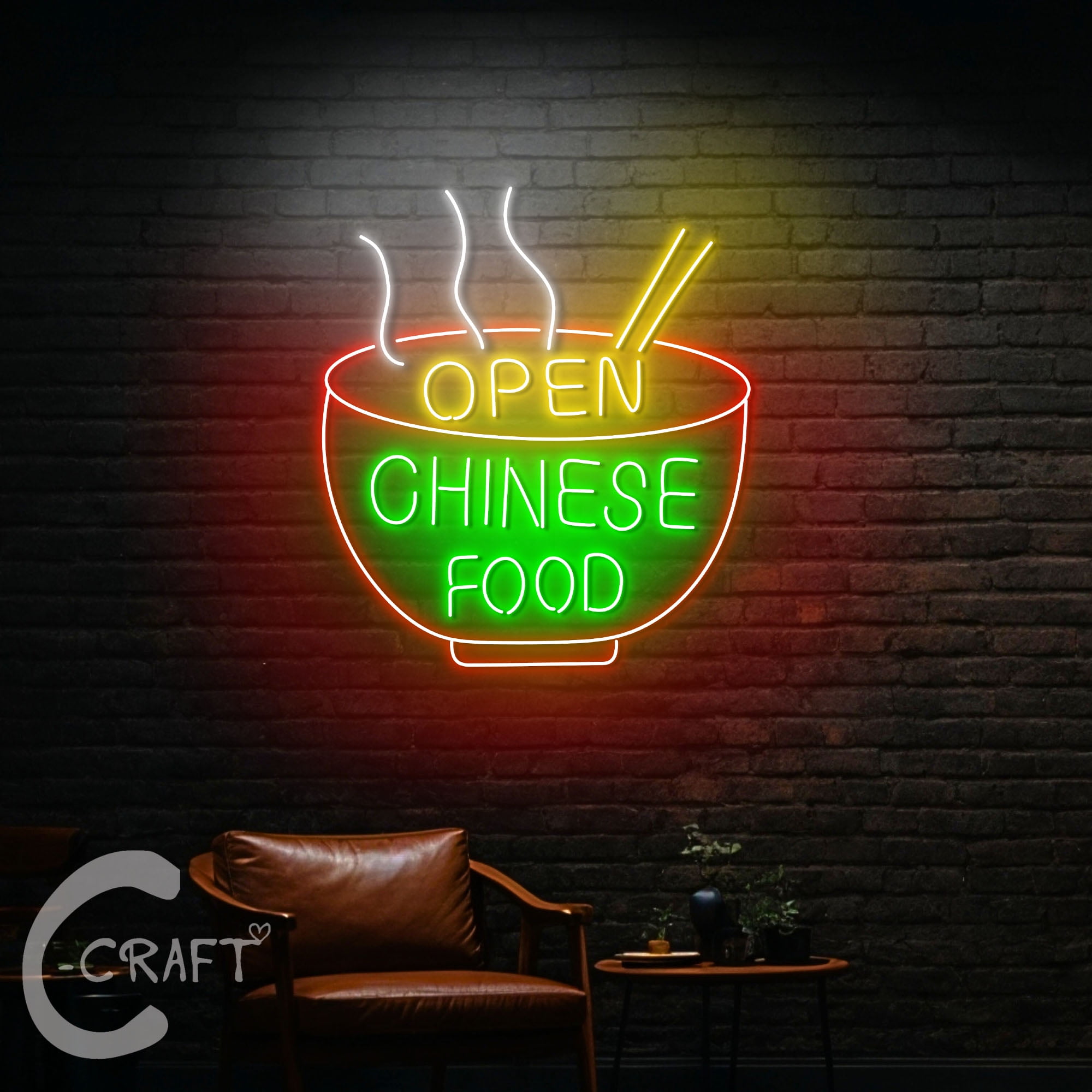 C-CRAFT Chinese Food Open Neon Led Light Up 18 inch for Chinese ...