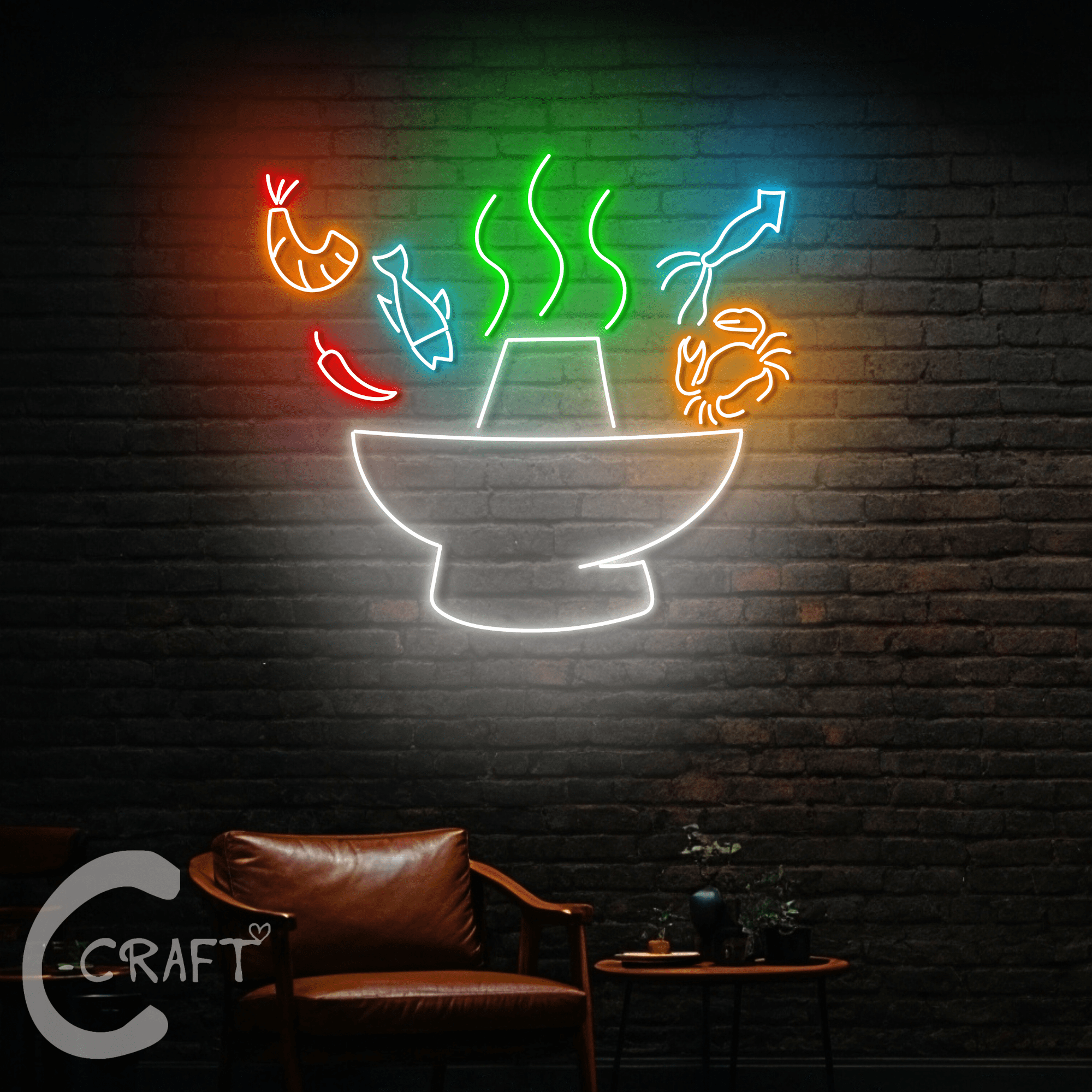 C-CRAFT Chinese Hot Pot Neon Sign LED Light 27 inch for Chinese ...