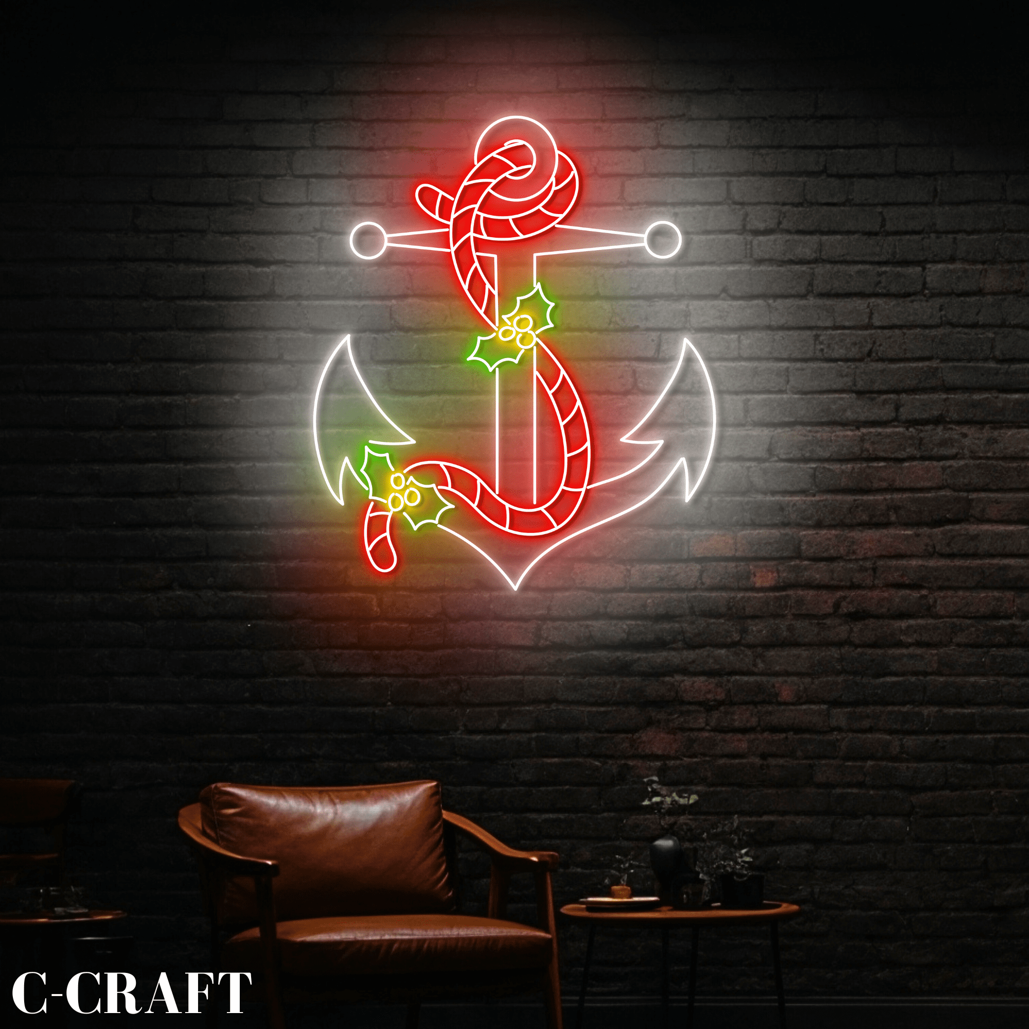C-CRAFT Christmas Anchor Neon Led Light Wall Art for Navy Veterans ...
