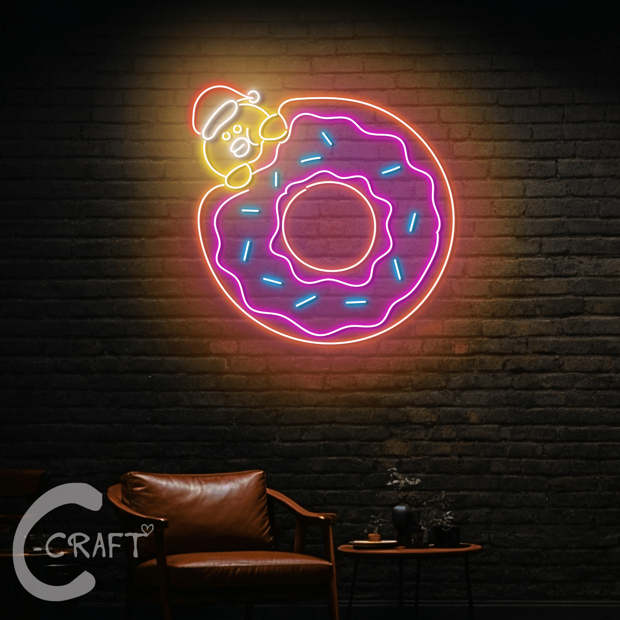 C-CRAFT Christmas Donut Duck Neon Sign LED Light 23 inch for Donut Cake ...