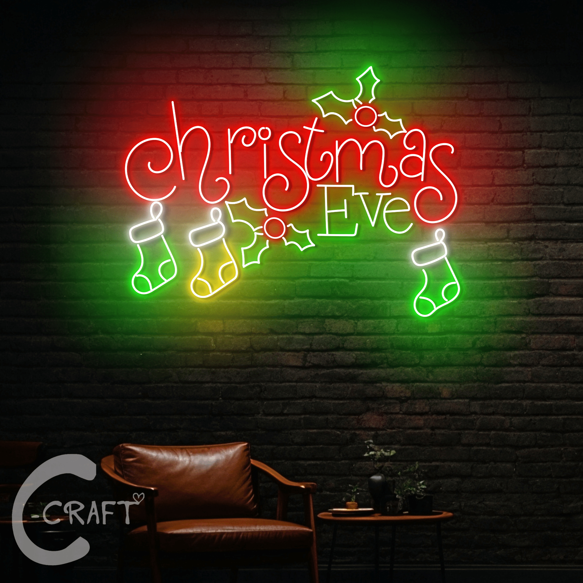 C-CRAFT Christmas Eve Neon Led Lights 23 inch for Store Shop Living ...
