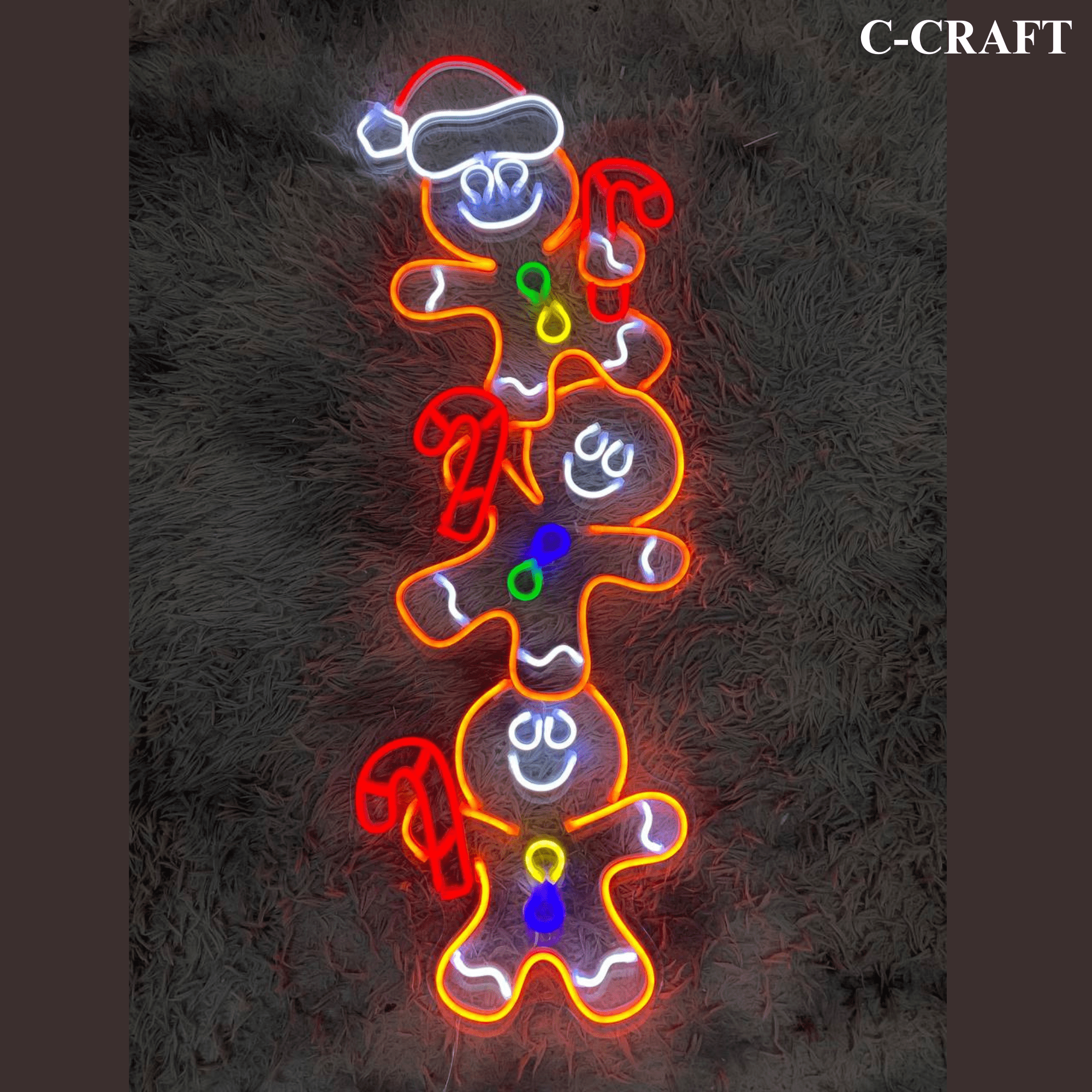 C-CRAFT Christmas Gingerman Cookie Neon Sign LED Light 25 inch for Wall ...