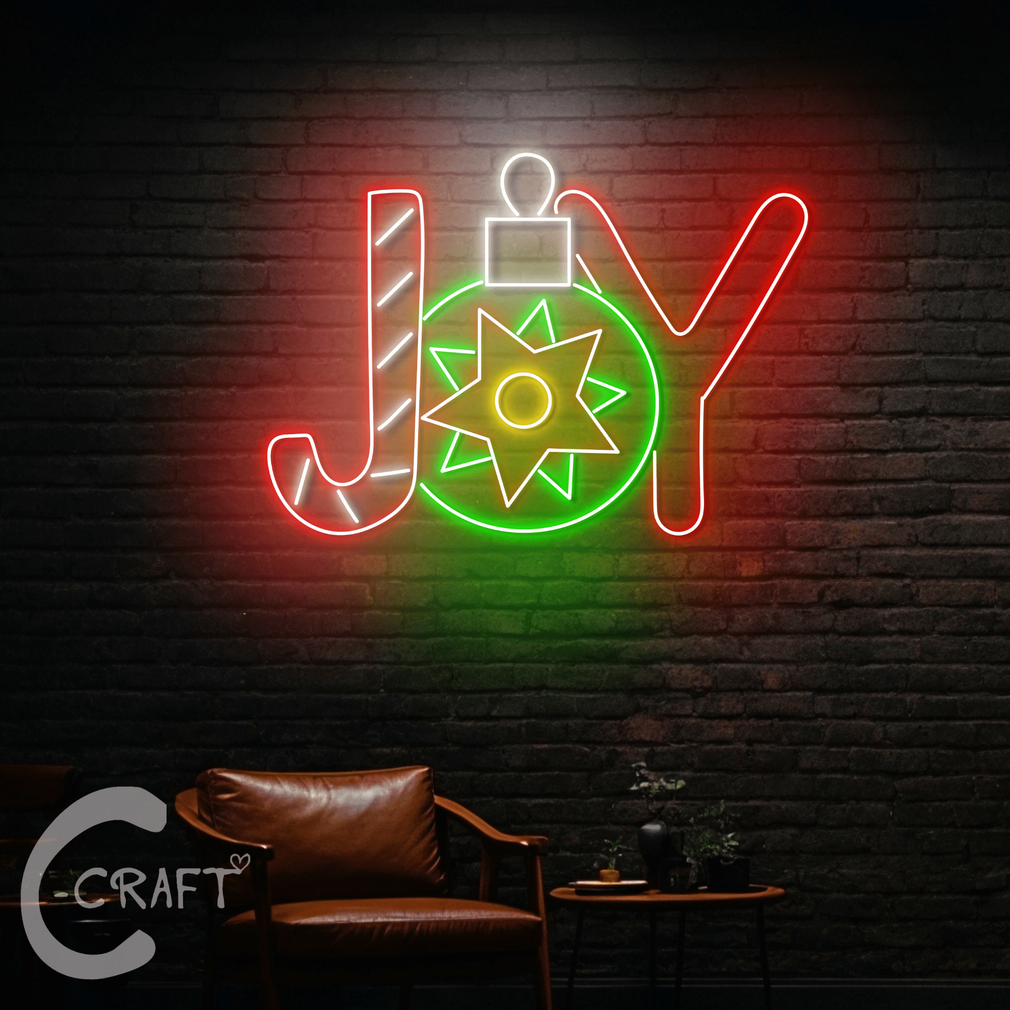 C-CRAFT Christmas Joy Light Bulb Neon Led Lights 23 inch for Home ...