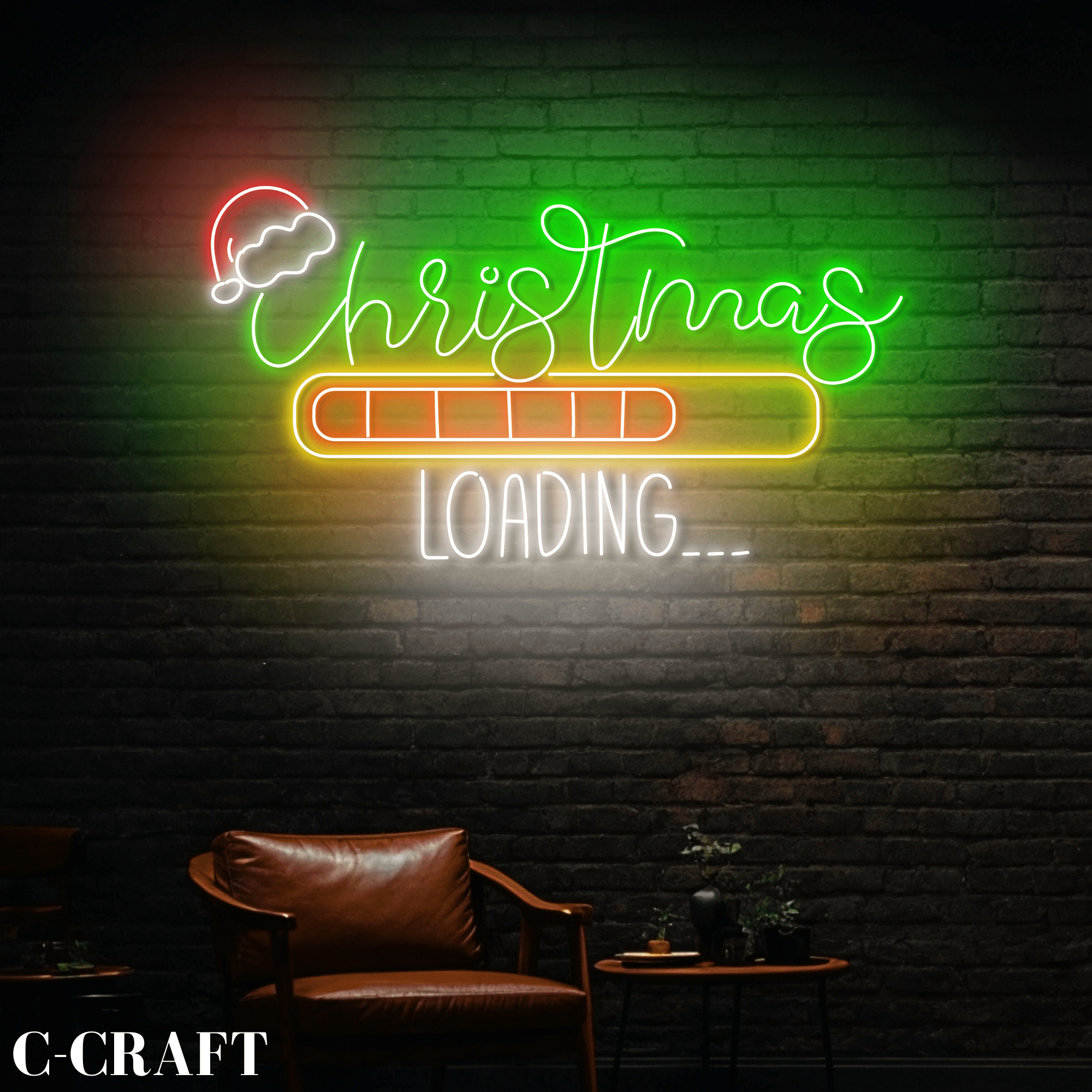 C-CRAFT Christmas Loading Neon Sign Led Light Sign Wall Art for ...