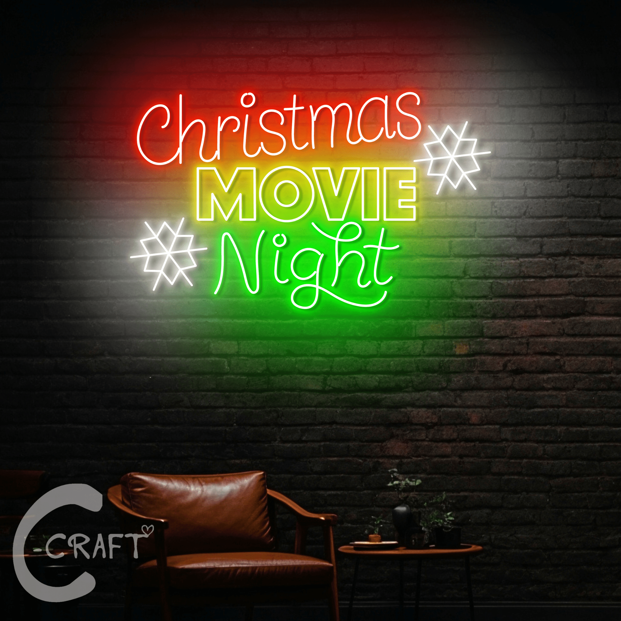 C-CRAFT Christmas Movie Night Neon Led Lights 33 inch for Cinema Movie ...