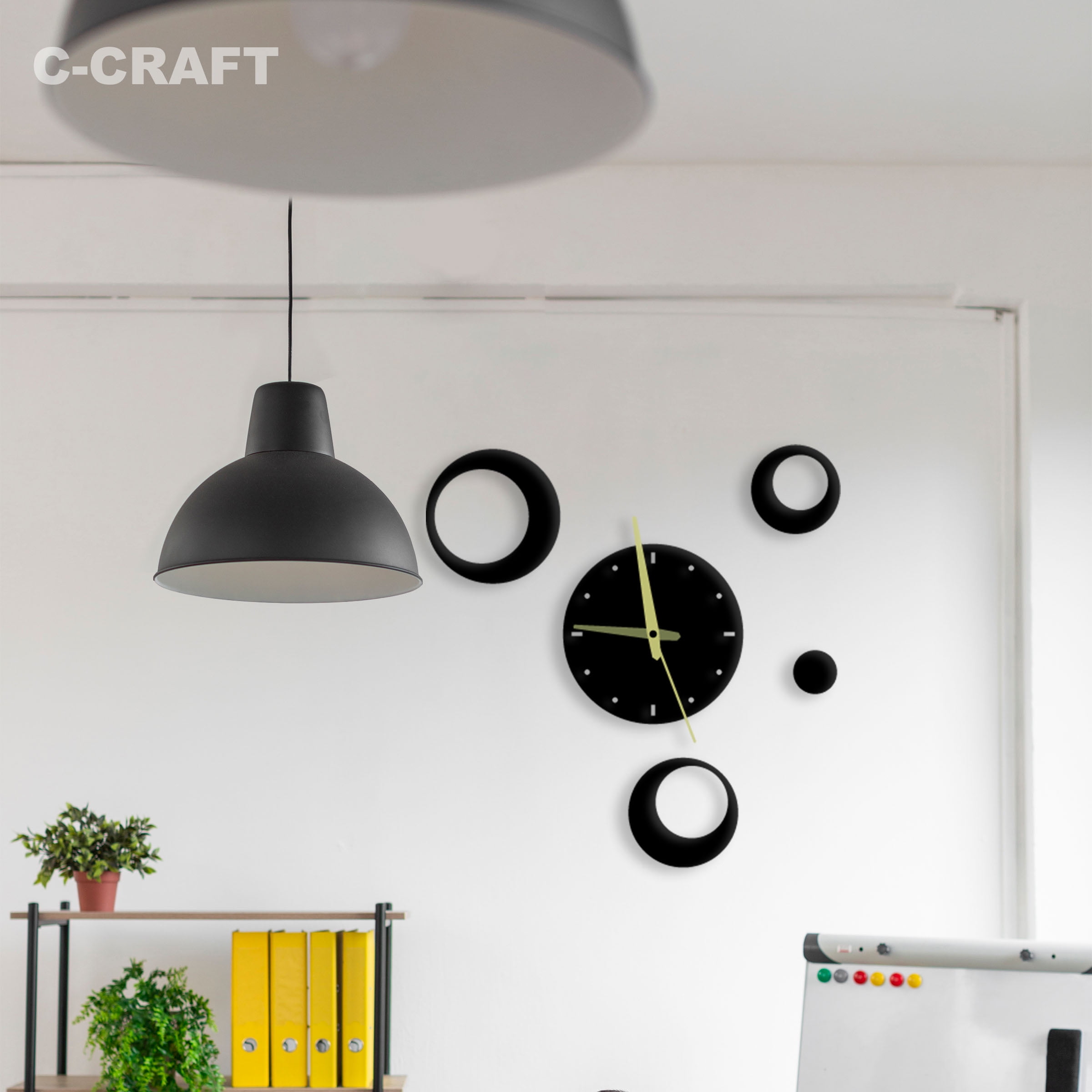 C-CRAFT Circle DIY Modern Wall Clock Silent 14 Inch for Living Room ...