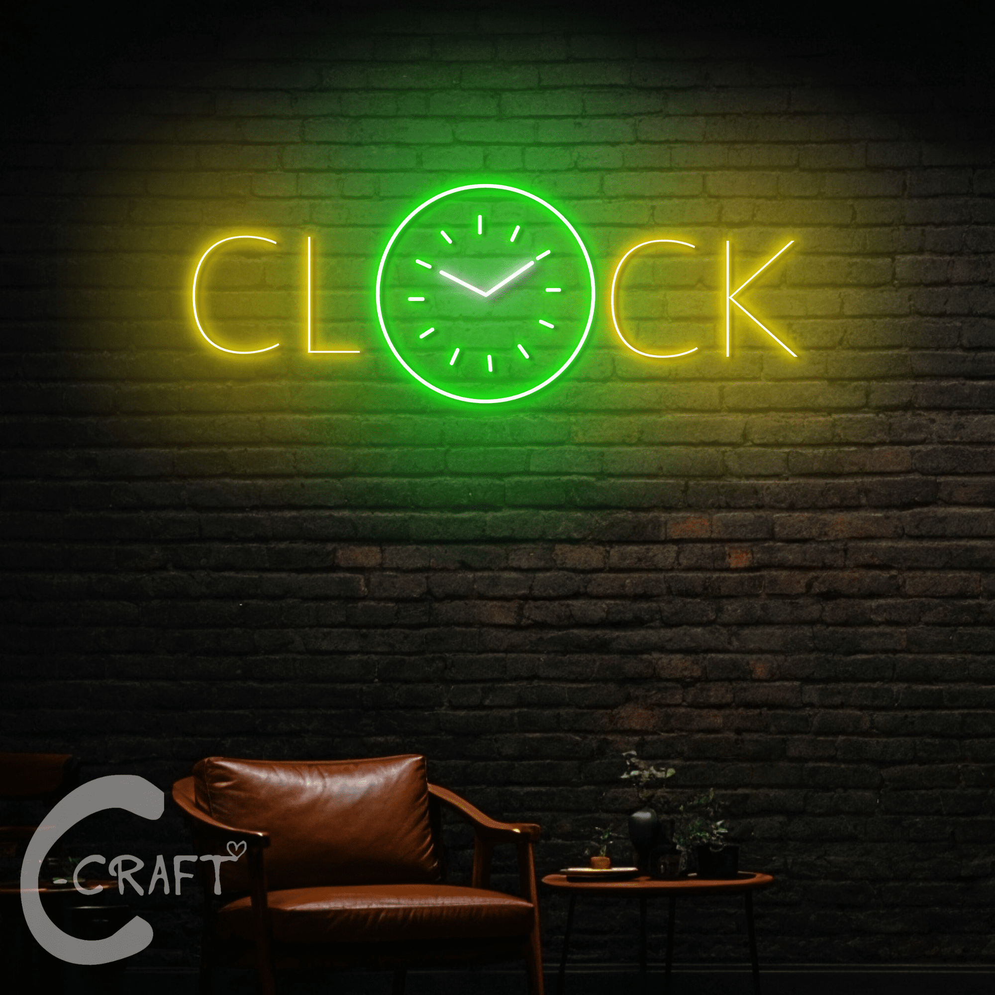 C-CRAFT Clock Neon Led Light Up 40 inch for Clock Store Wall Decor ...