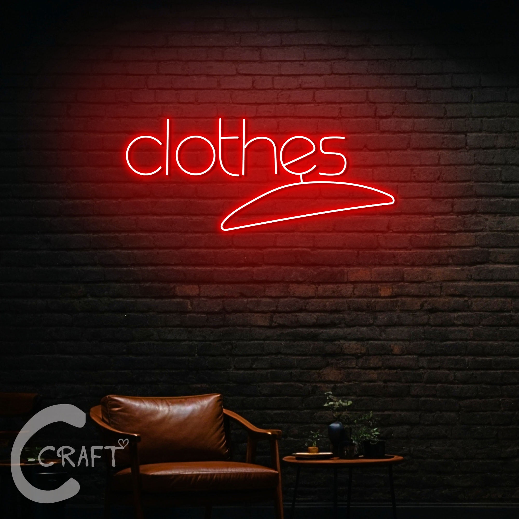 C-CRAFT Clothes Hanger Neon Sign LED Light 27 inch for Clothing Fashion ...