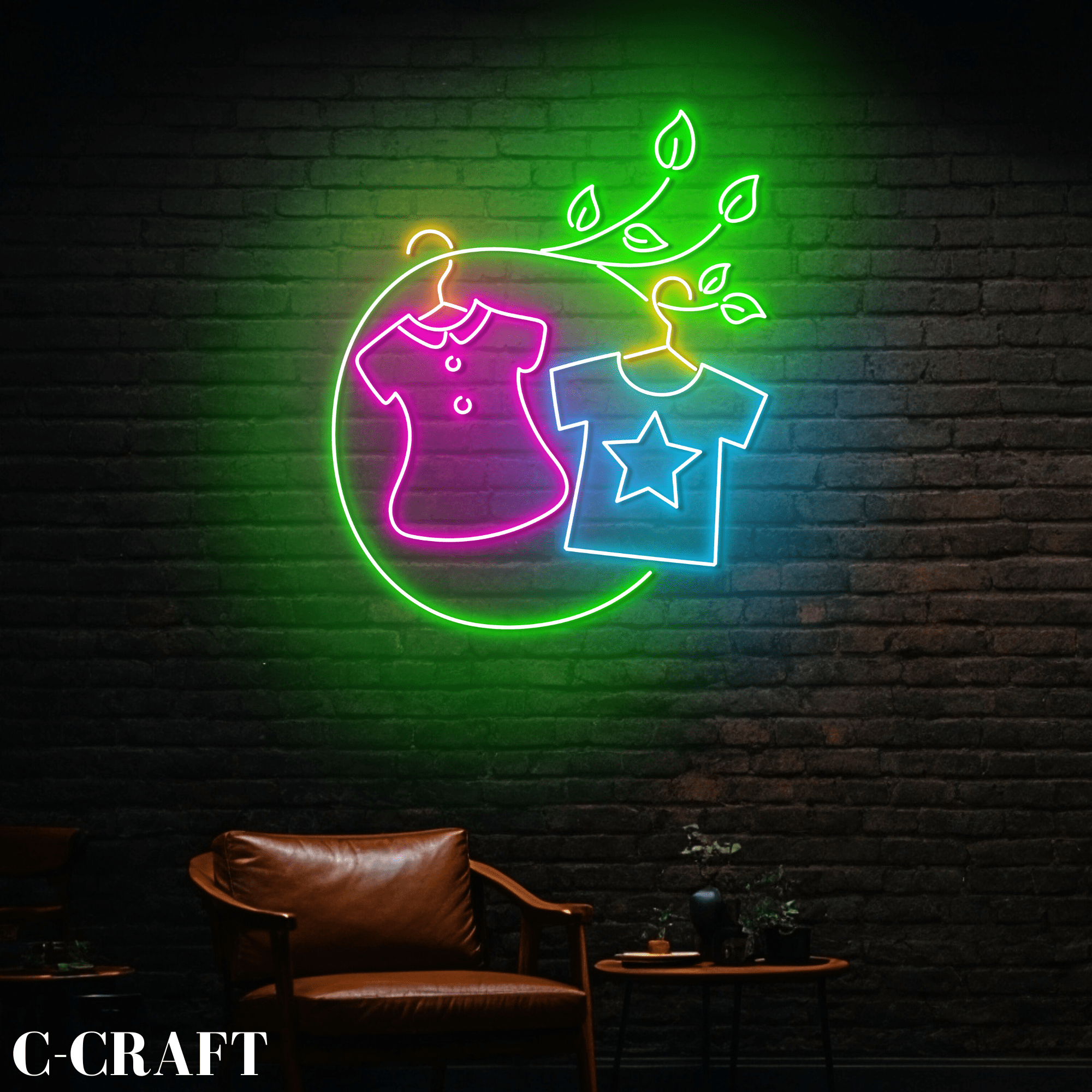 C-CRAFT Clothing Hanger Neon Led Light Wall Art for Clothing Boutique ...