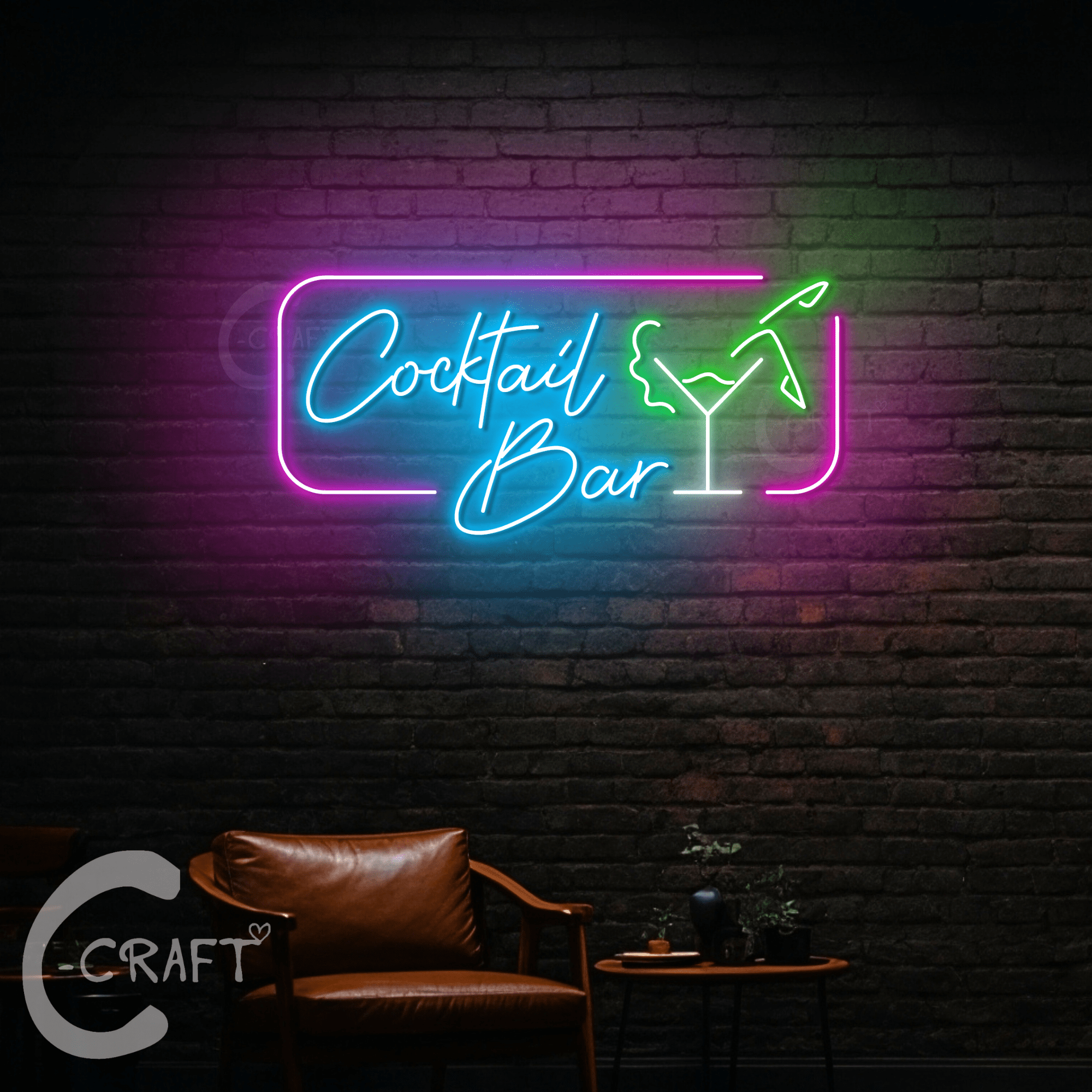 C-CRAFT Cocktail Bar Neon Light Led Sign 35 inch for Cocktail Bar Pub ...