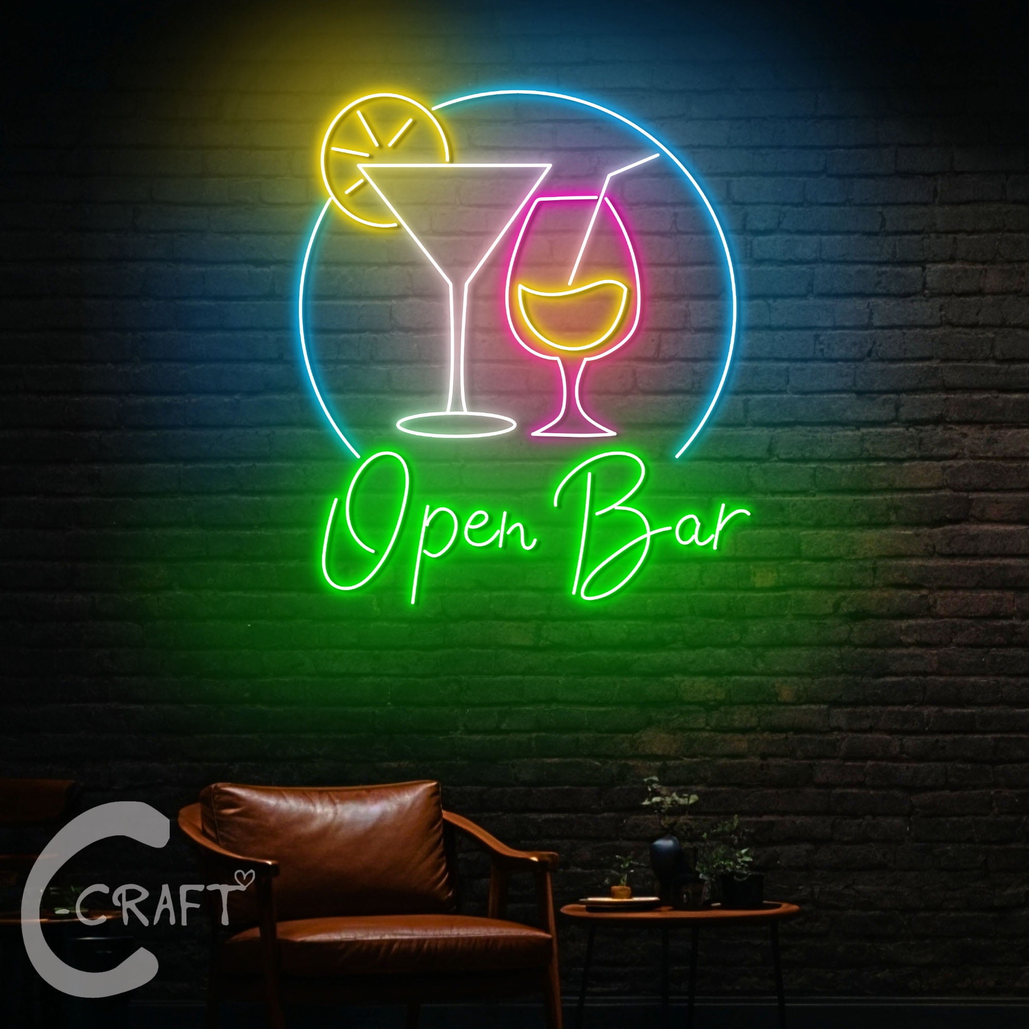 C-CRAFT Cocktail Juice Fruit Neon Sign LED Light 27 inch for Cocktail ...
