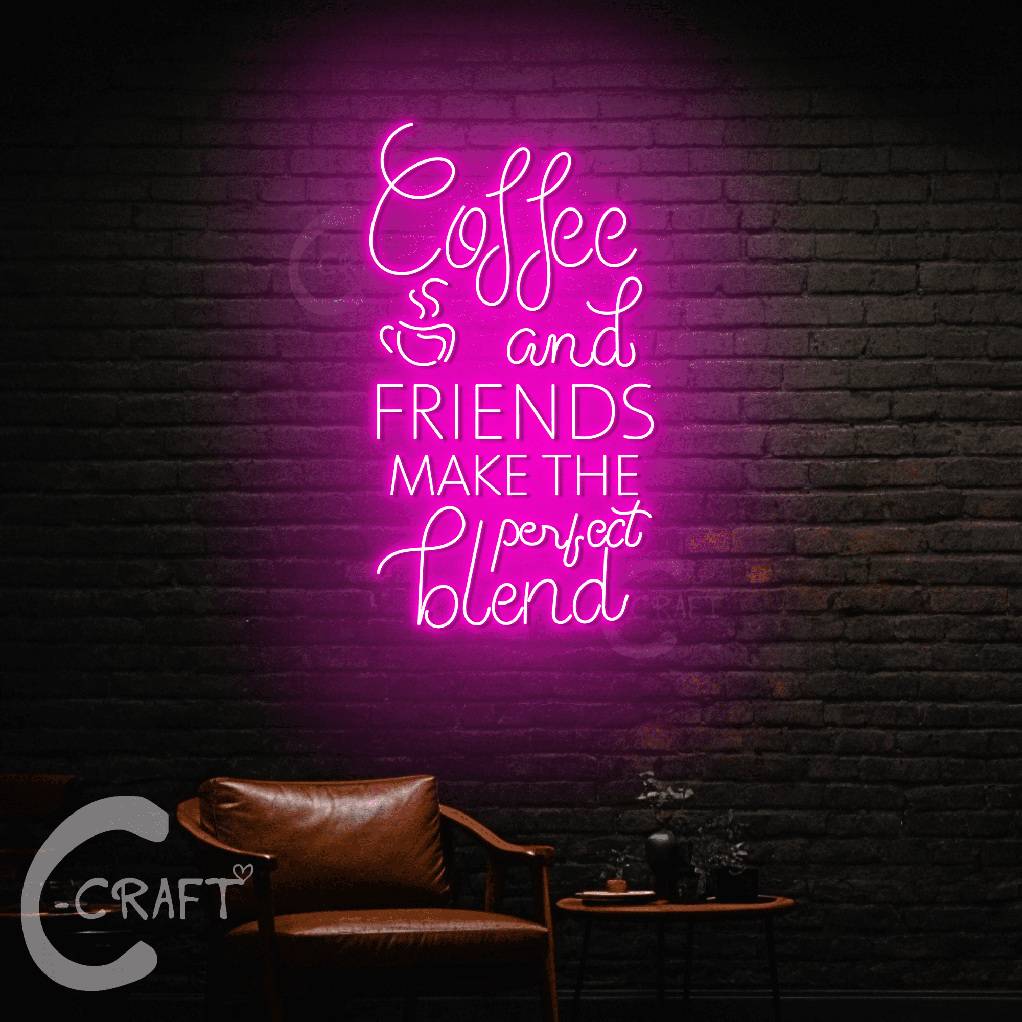 C-CRAFT Coffee And Friends Neon Sign Led Light Up 30 inch for Coffee ...