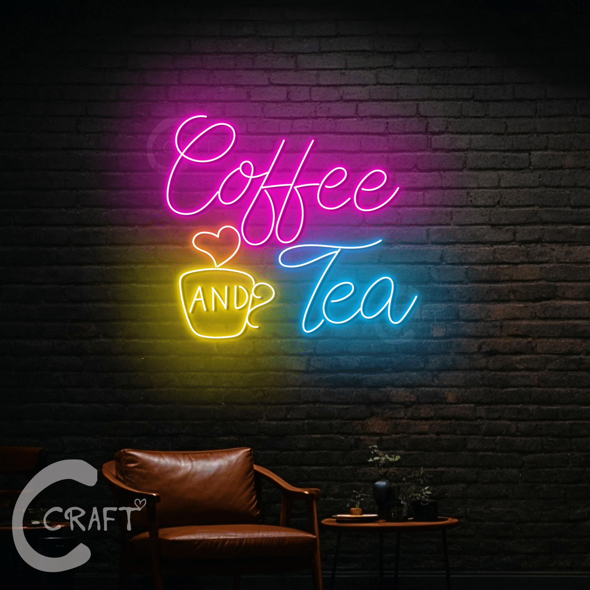 C-CRAFT Coffee And Tea Neon Sign Led Light Up 40 inch for Coffee And ...