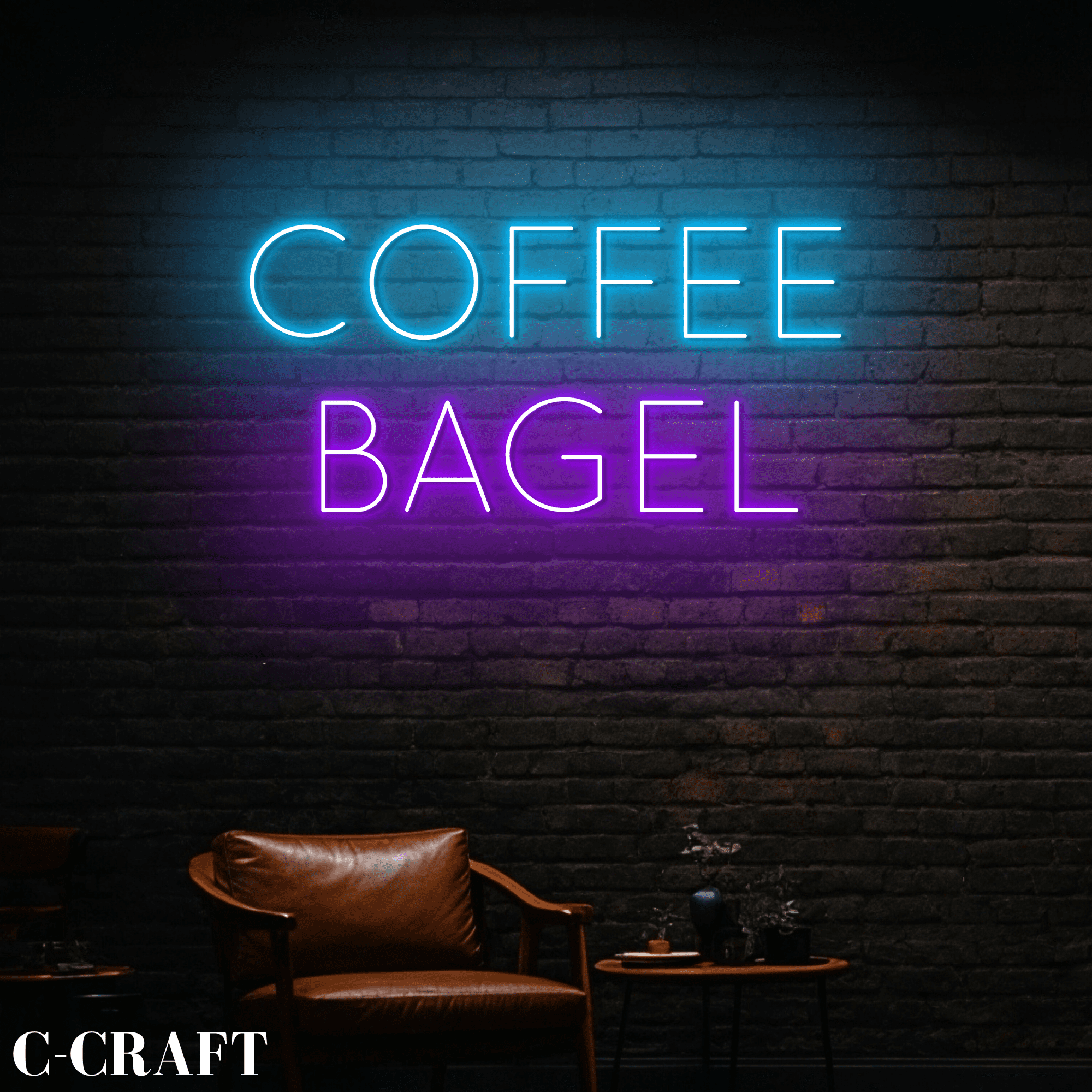 C-CRAFT Coffee Bagel Neon Led Light Wall Art for Bagel Bakery & Coffee ...