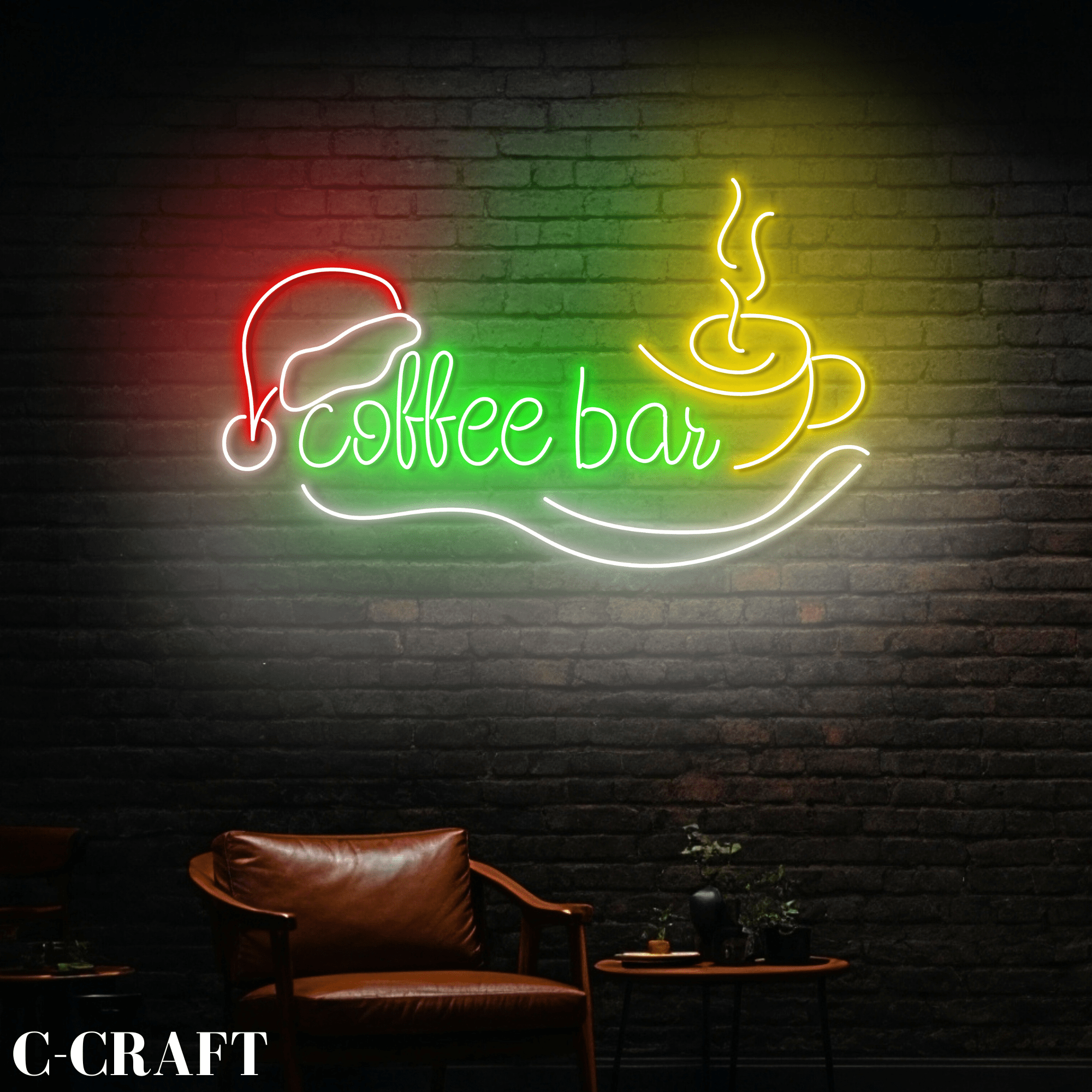 C-CRAFT Coffee Bar Christmas Wall Art Led Light Neon Sign For Coffee ...