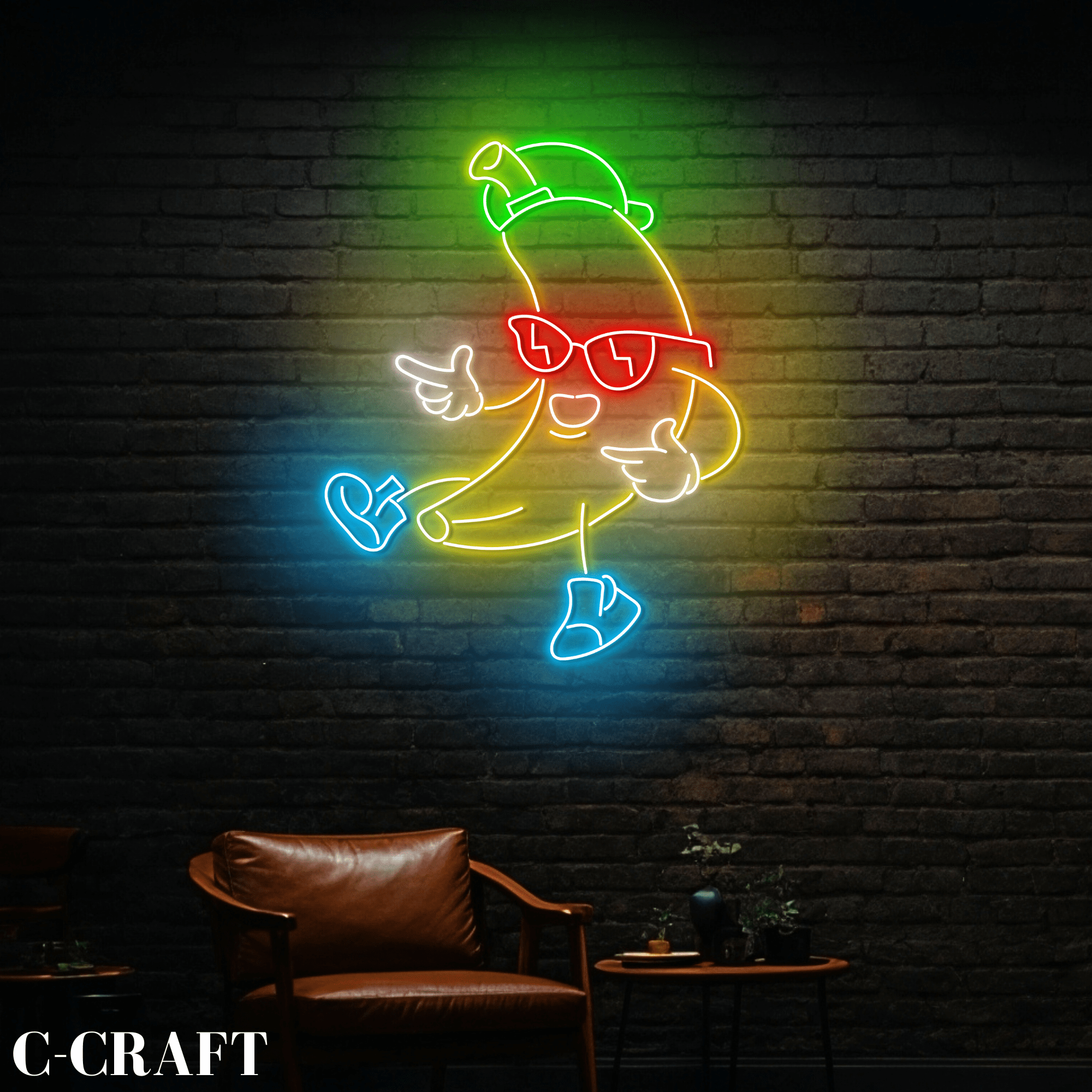 C-CRAFT Cool Banana Neon Led Light Wall Art for Banana Fruit Shop Decor ...