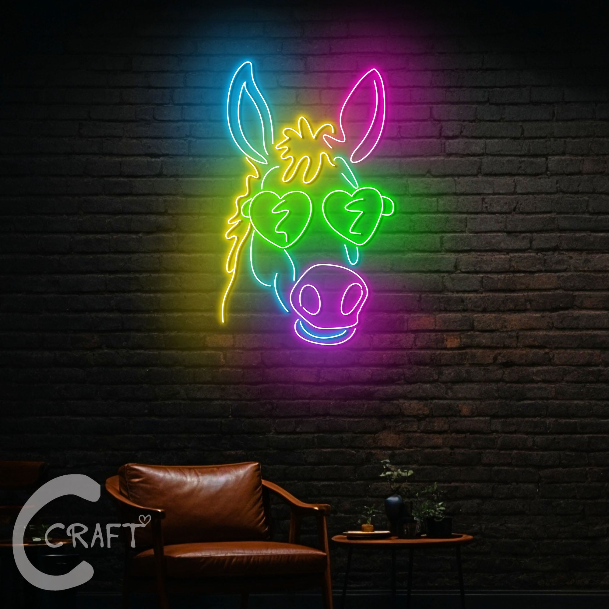 C-CRAFT Cool Donkey Neon Led Light Up 38 inch for Store Shop Kid ...