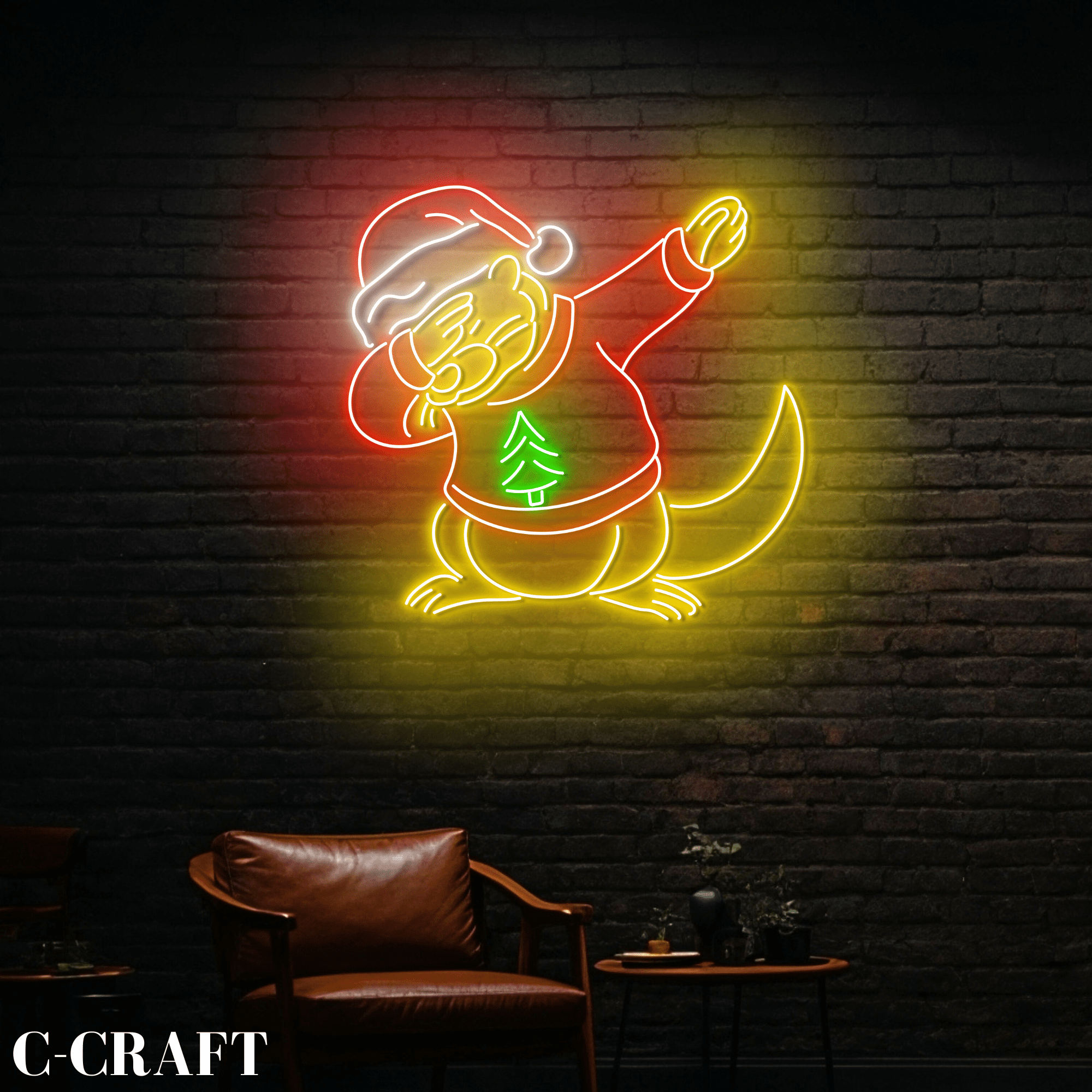 C-CRAFT Cool Otter Christmas Neon Sign Wall Decor LED Light Decorations ...