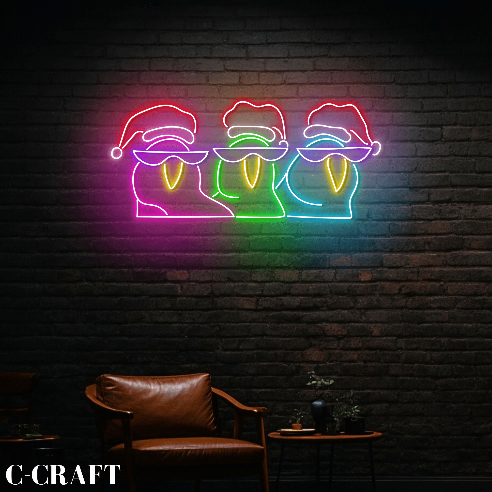 C-CRAFT Cool Parrots Christmas Neon Sign Wall Decor LED Light ...