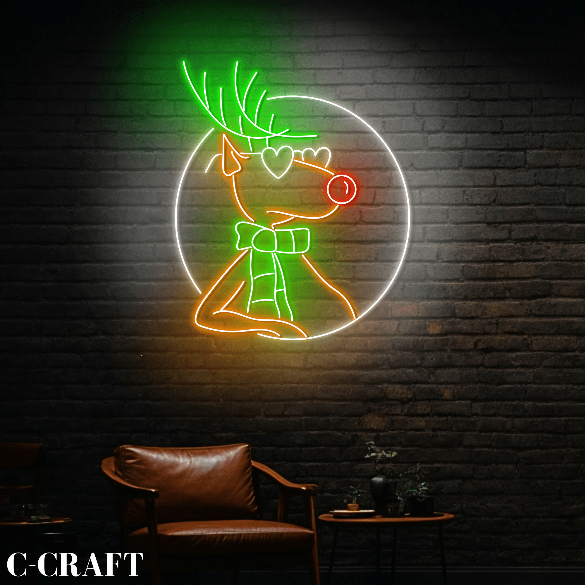 C-CRAFT Cool Reindeer Christmas Neon Led Light Wall Art for Living Room ...
