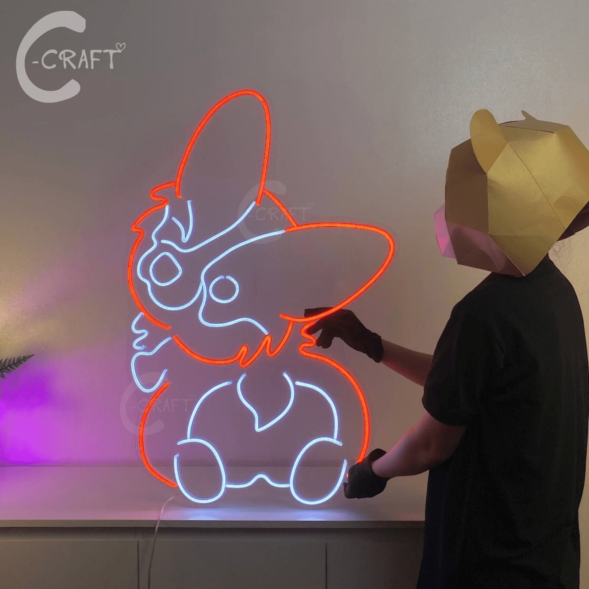 C-CRAFT Corgi Dog Neon Light Led Sign 23 inch for Dog Lover Room Shop ...