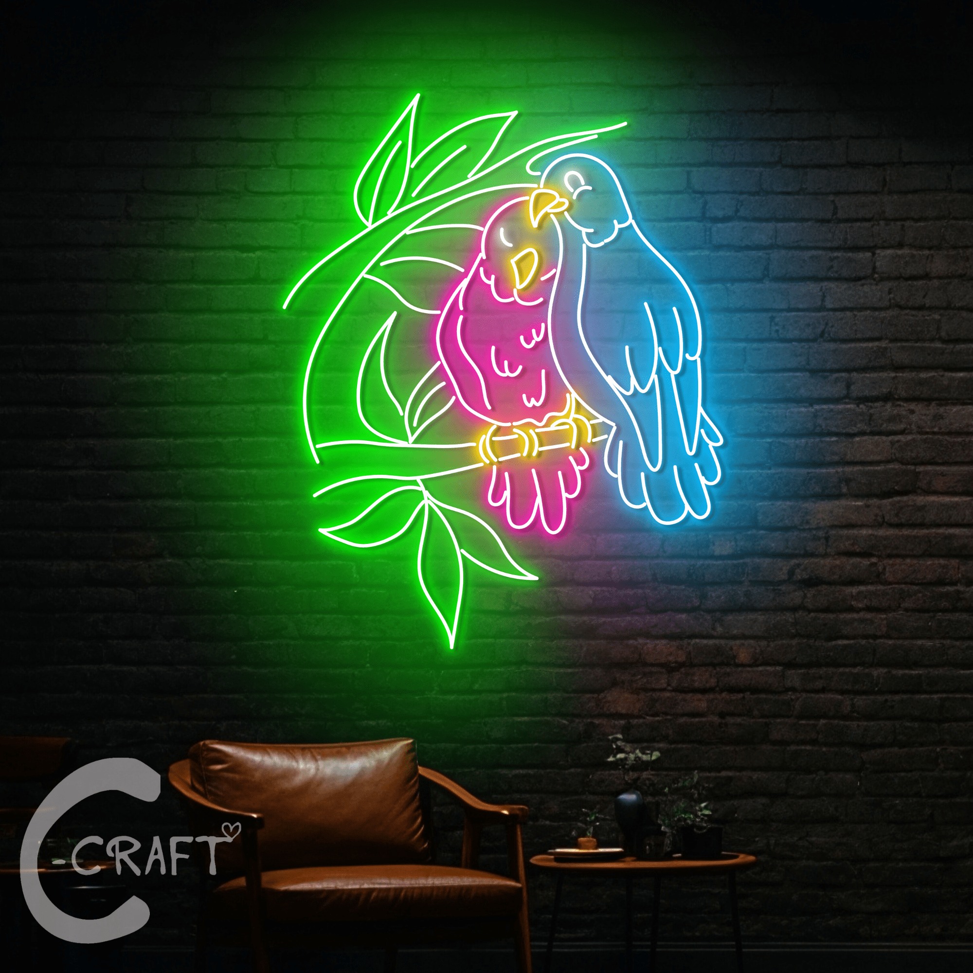 C-CRAFT Couple Bird Neon Led Light Up 35 inch for Valentine's Day Bird ...