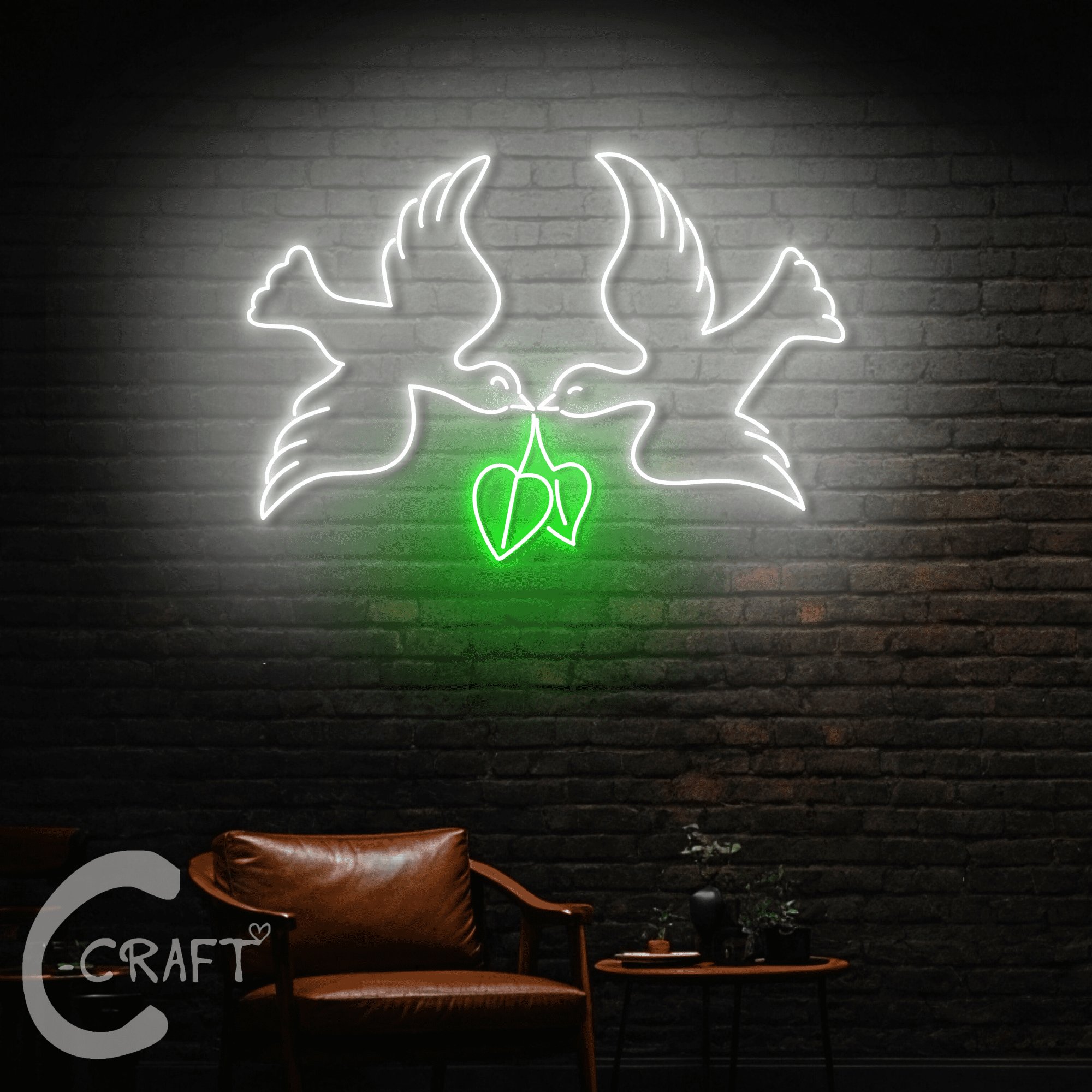 C-CRAFT Couple Dove Neon Led Light Up 27 inch for Peace Day Bird Shop ...