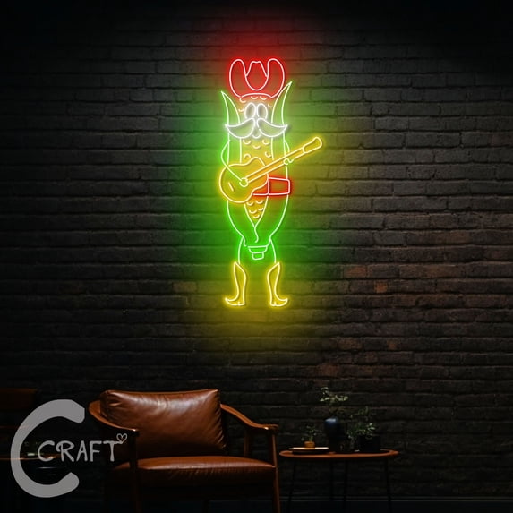 C-CRAFT Cowboy Corn Guitarist Neon Led Light Up 30 inch for Mexican ...