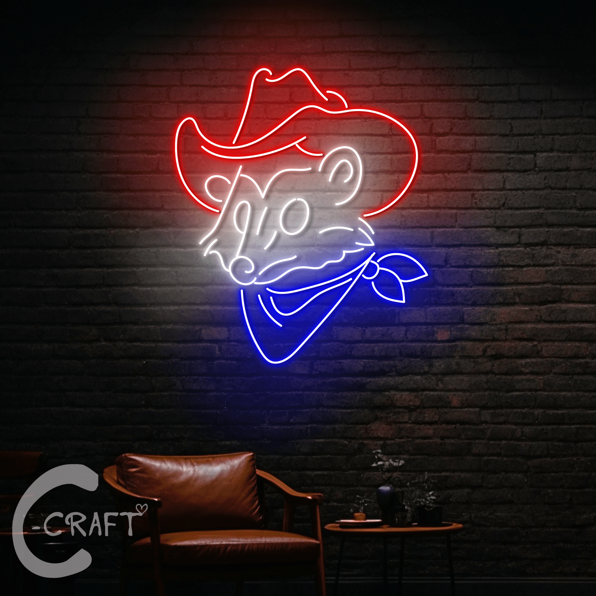 C-CRAFT Cowboy Opossum Neon Led Light Up 40 inch for Western Cowboy Bar ...