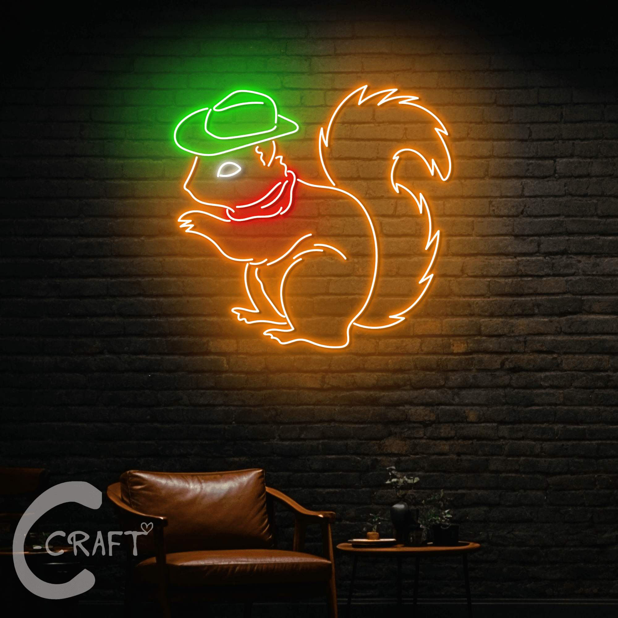 C-CRAFT Cowboy Squirrel Led Wall Art Neon Light For Cowboy Bar ...