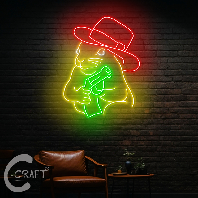 C-CRAFT Cowboy Squirrel Neon Led Light Up 27 inch for Rodeo Cowboy Home ...