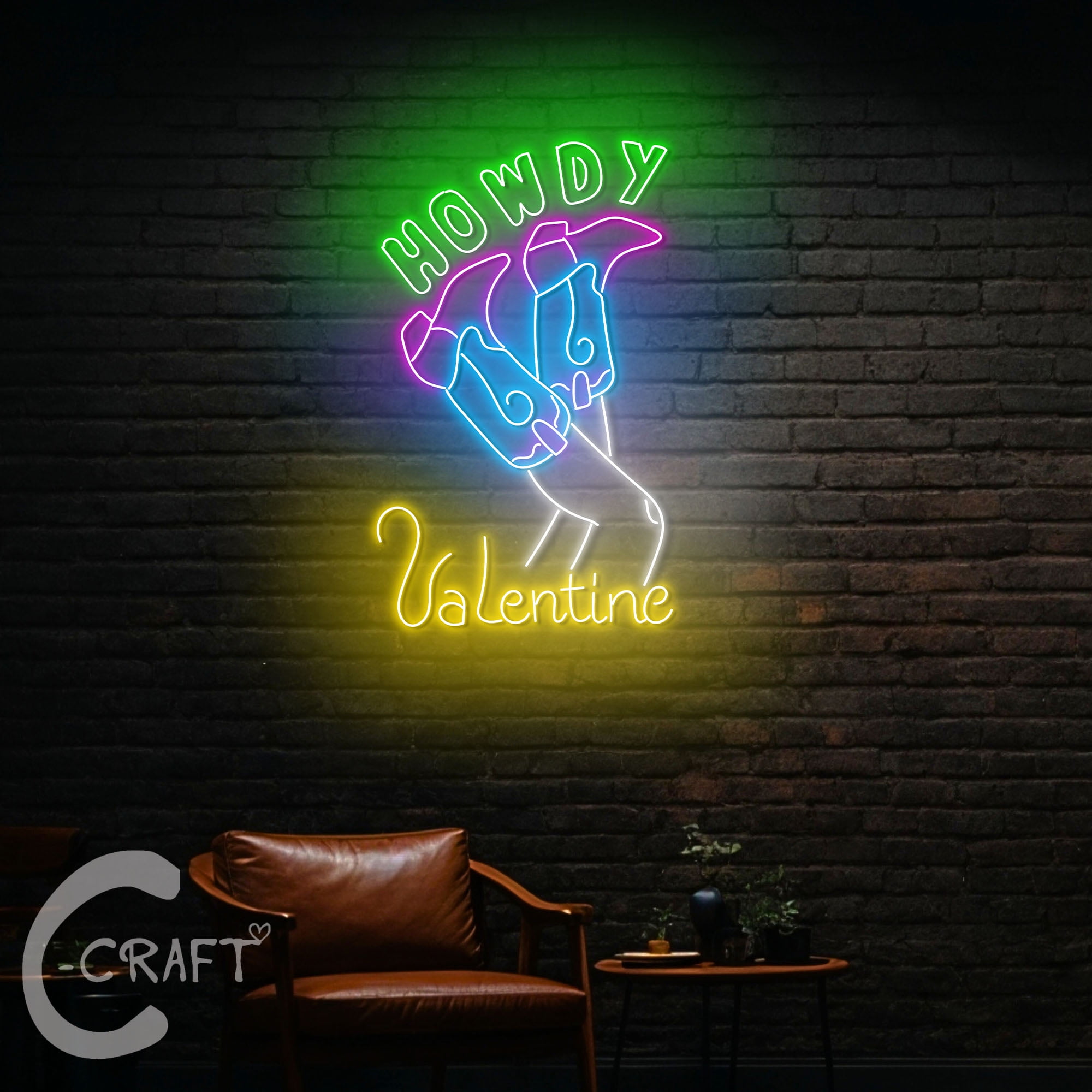 C-CRAFT Cowgirl Howdy Y'all Neon Led Light Up 40 inch for Cowboy Bar ...