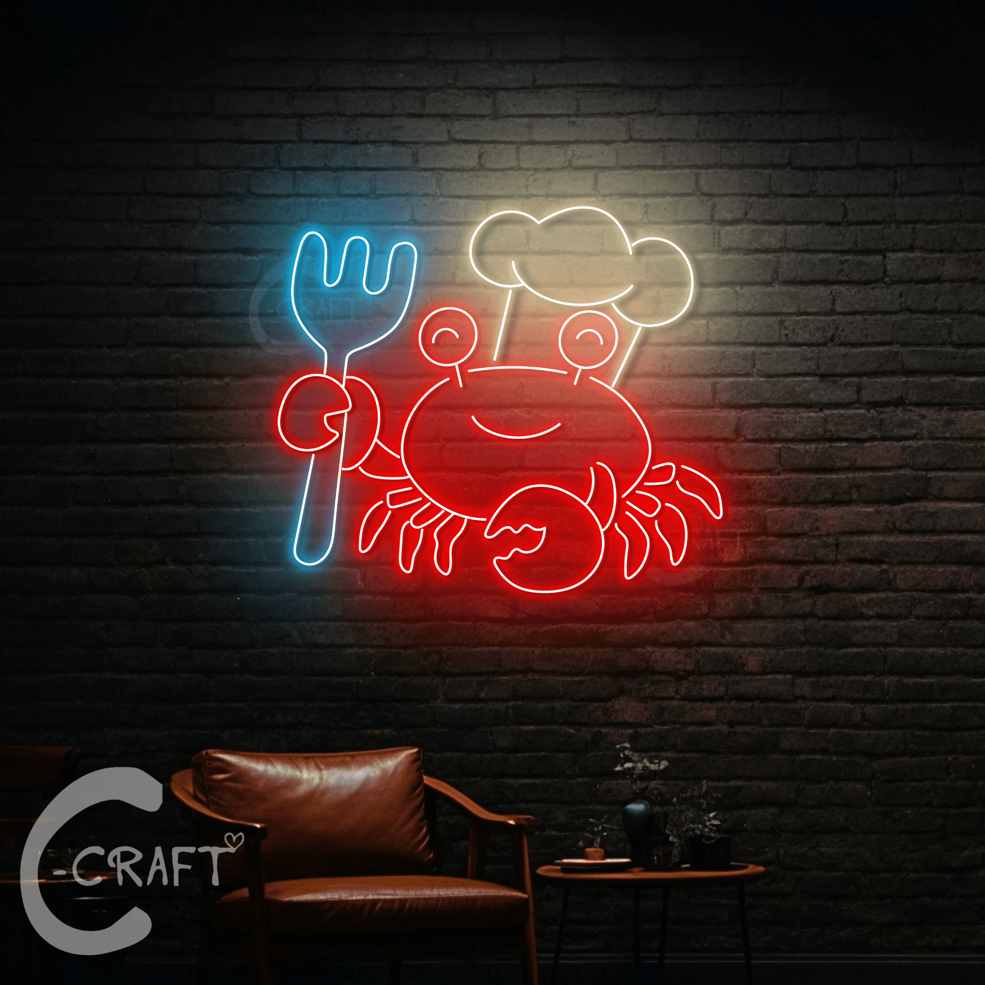 C-CRAFT Crab Chef Neon Light Led Sign 40 inch for Crab Seafood ...