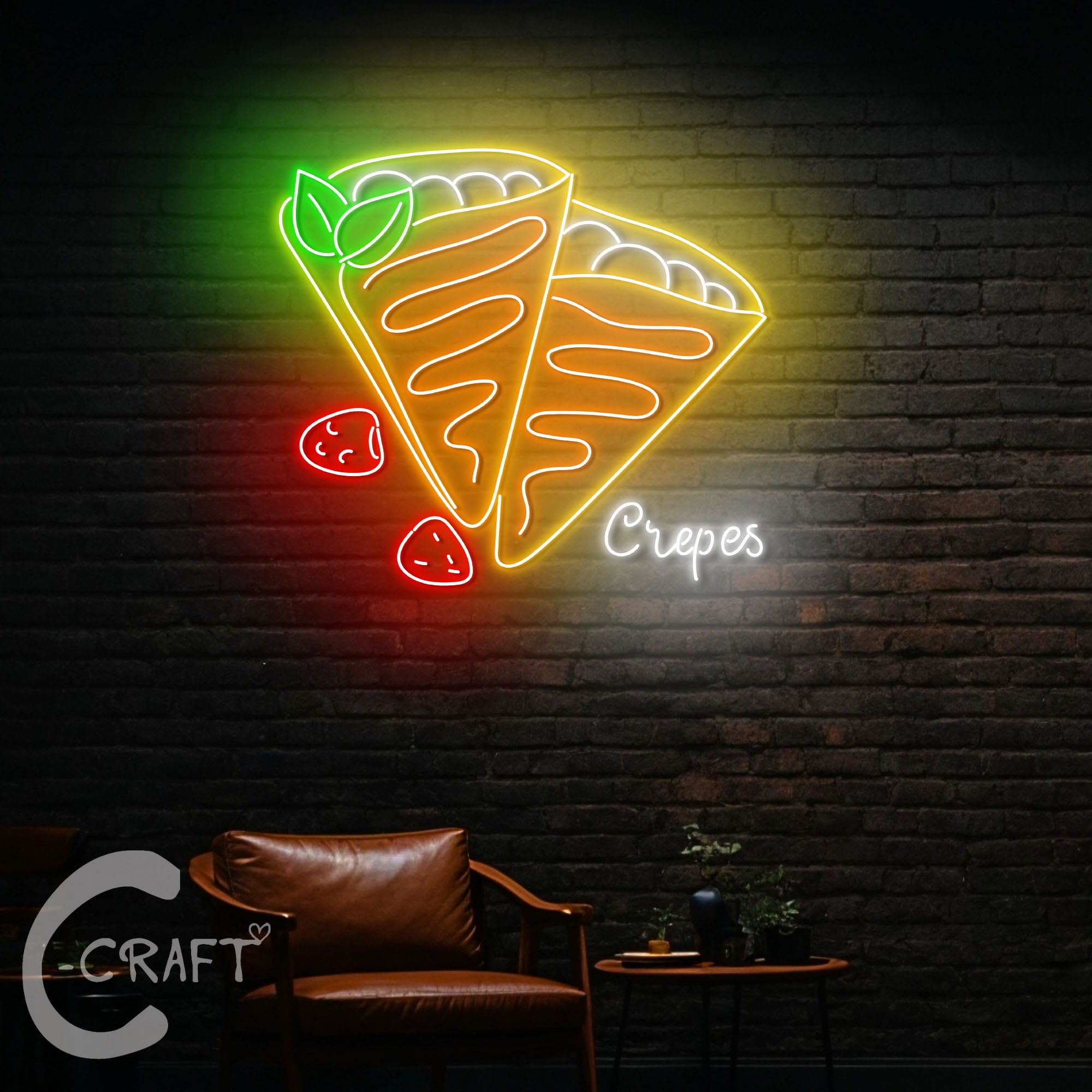 C-CRAFT Crepes Neon Led Light Up 40 inch for French Crepe Bakery Shop ...