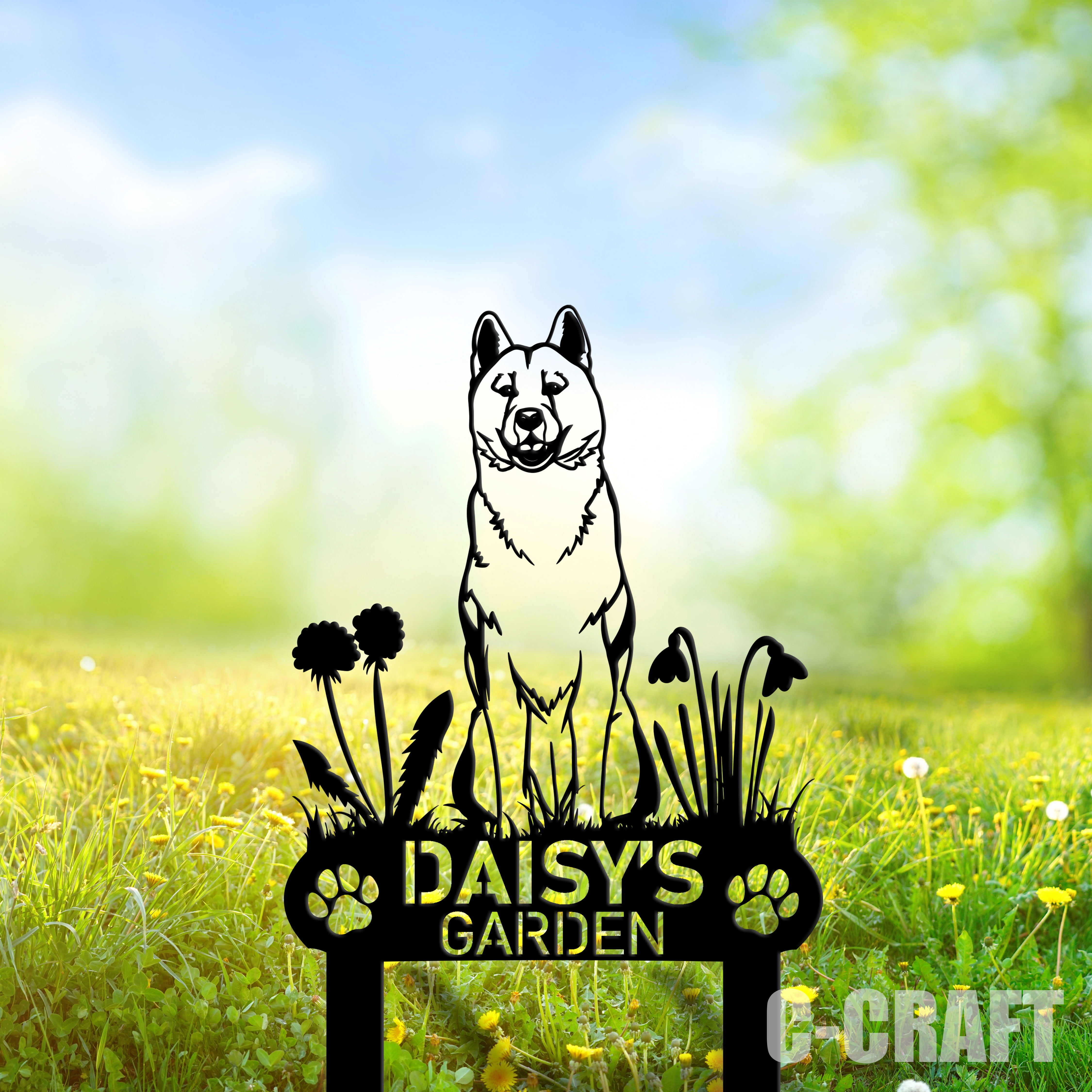 C-CRAFT Custom American Akita Dog Memorial Metal Yard Sign Weather ...