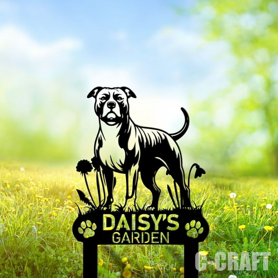 C-CRAFT Custom American Bulldog Memorial Metal Yard Sign Weather ...