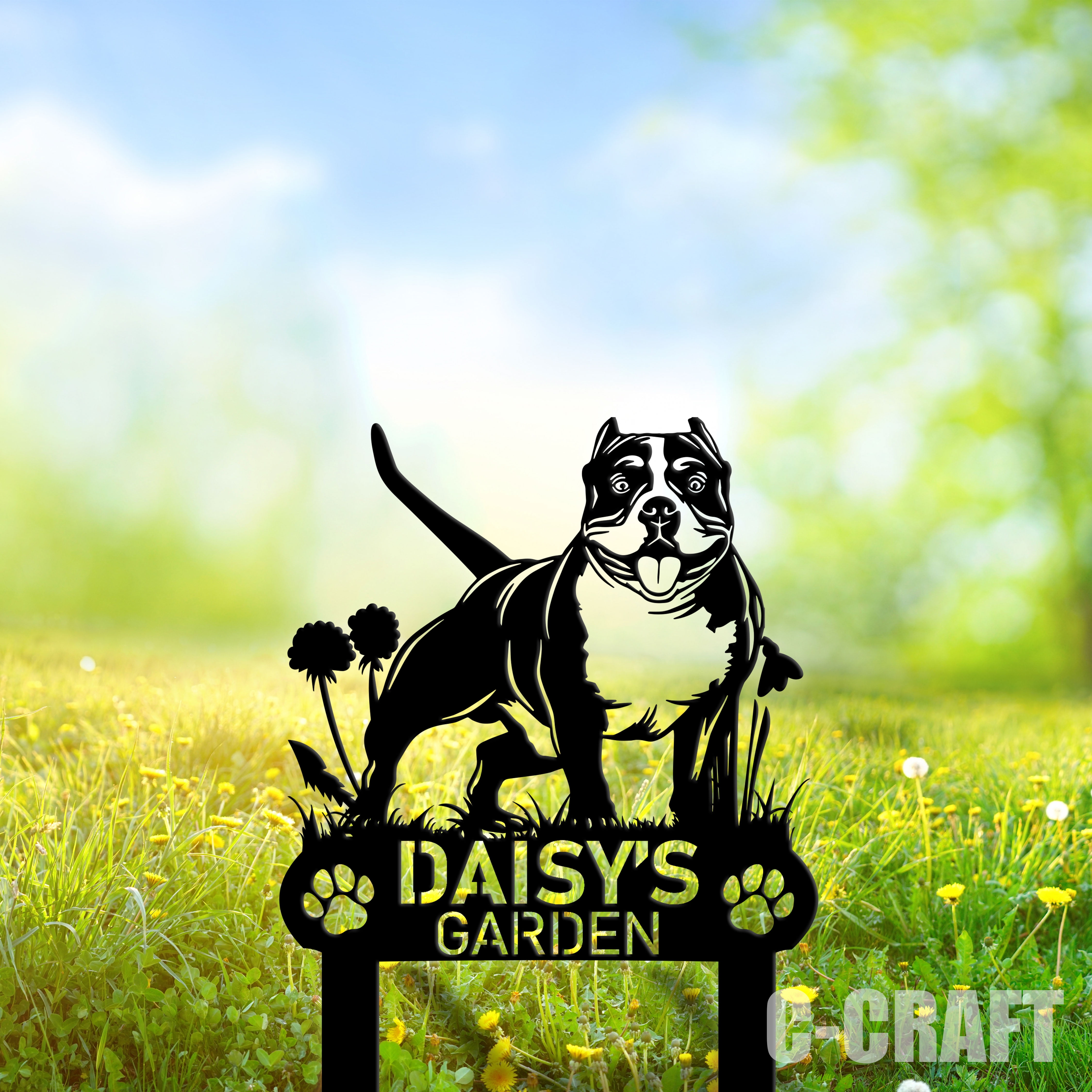 C-CRAFT Custom American Pitbull Metal Yard Sign Weather Resistant for ...