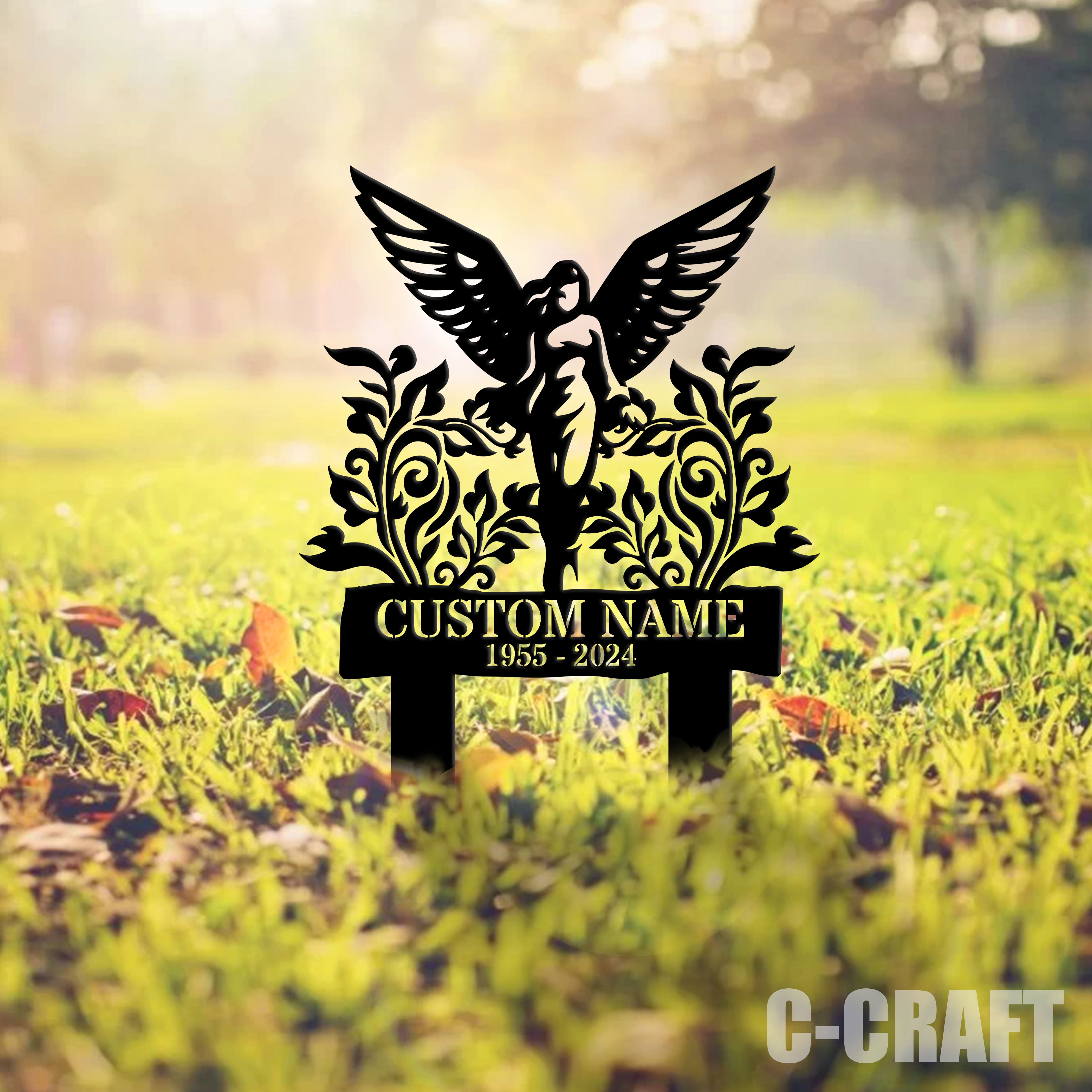 C-CRAFT Custom Angel Memorial Metal Garden Stake Weather Resistant for ...