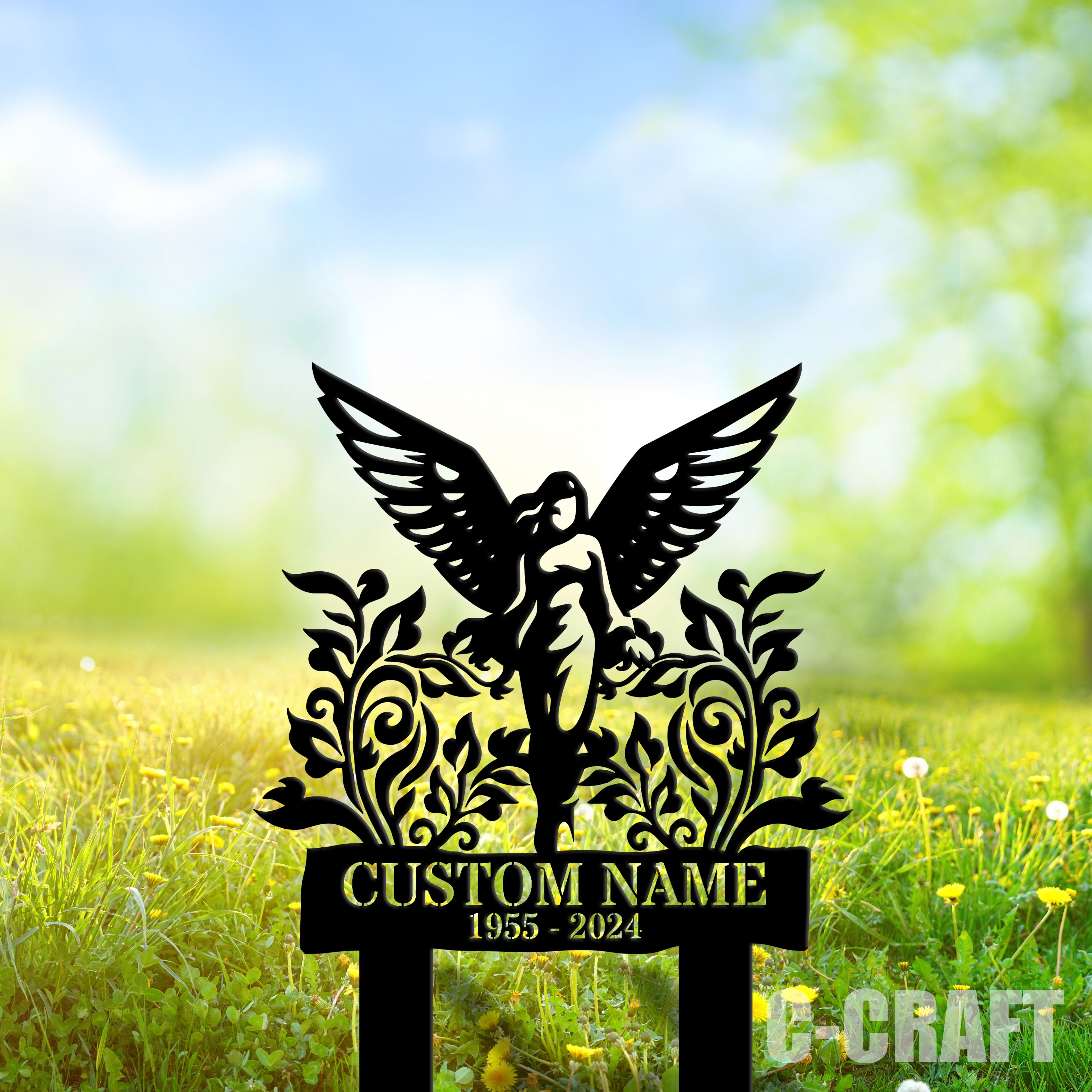 C-CRAFT Custom Angel Memorial Metal Garden Stake Weather Resistant for ...