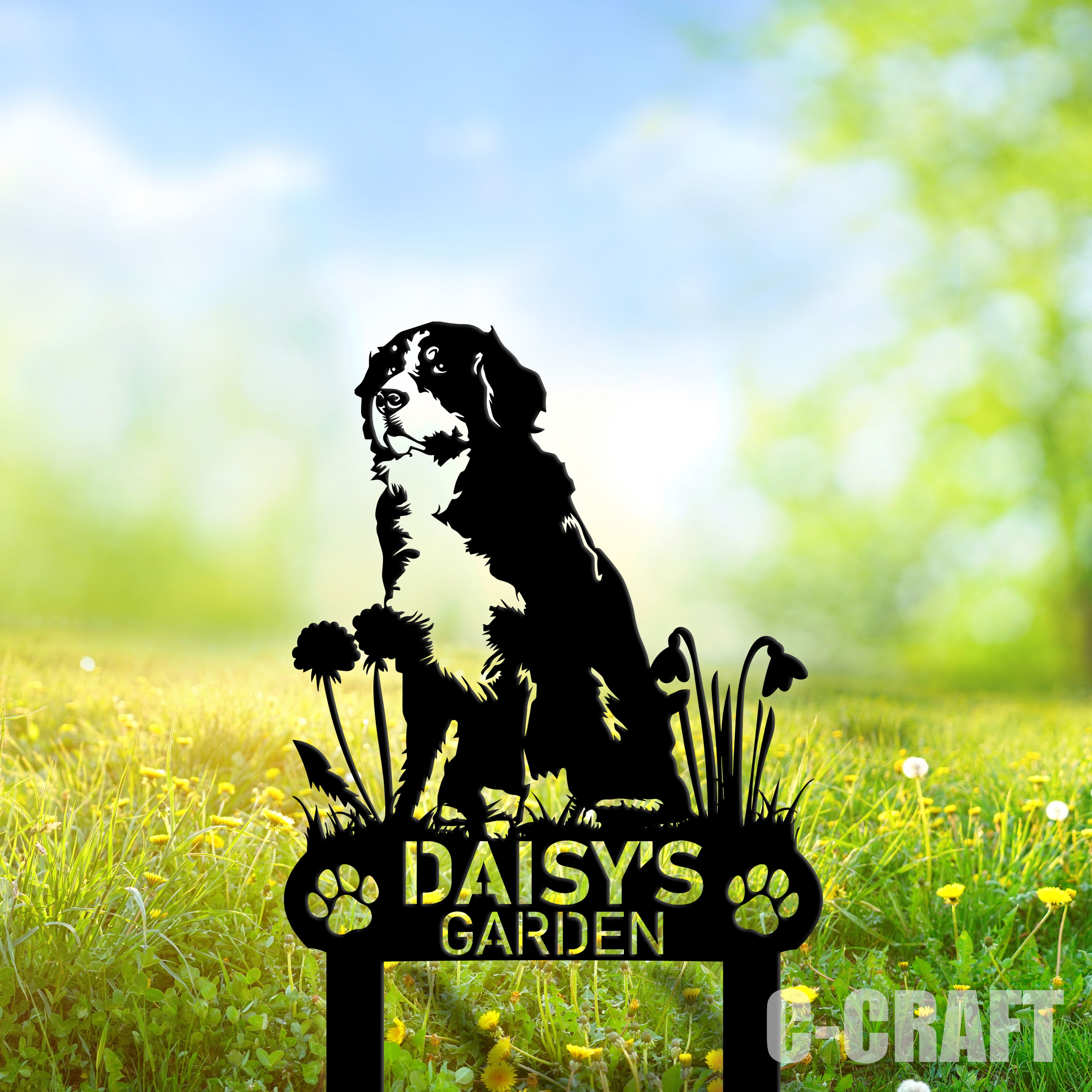 C-CRAFT Custom Bernese Mountain Dog Memorial Metal Yard Sign Weather ...