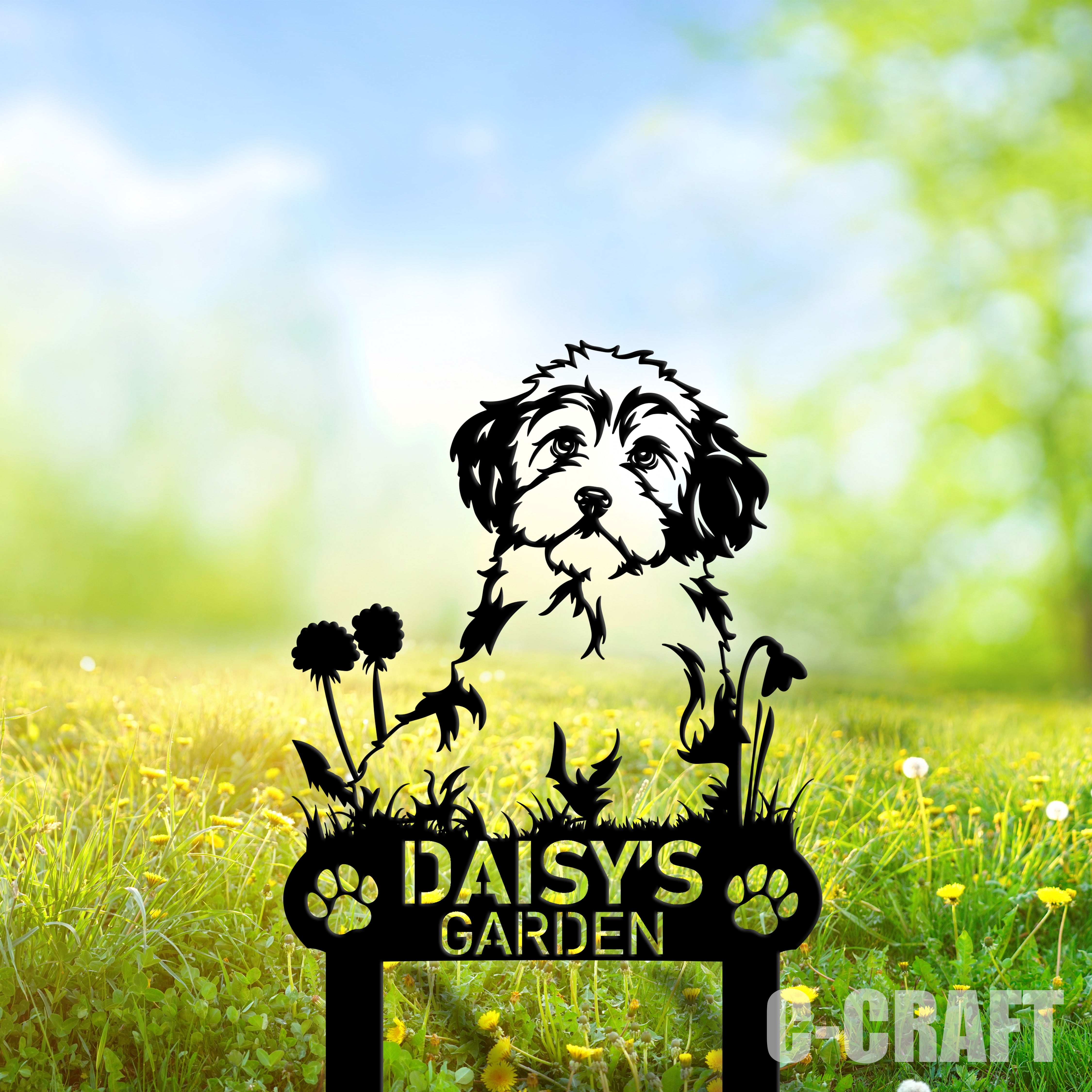 C-CRAFT Custom Bichon Frise Dog Metal Yard Sign Weather Resistant for ...