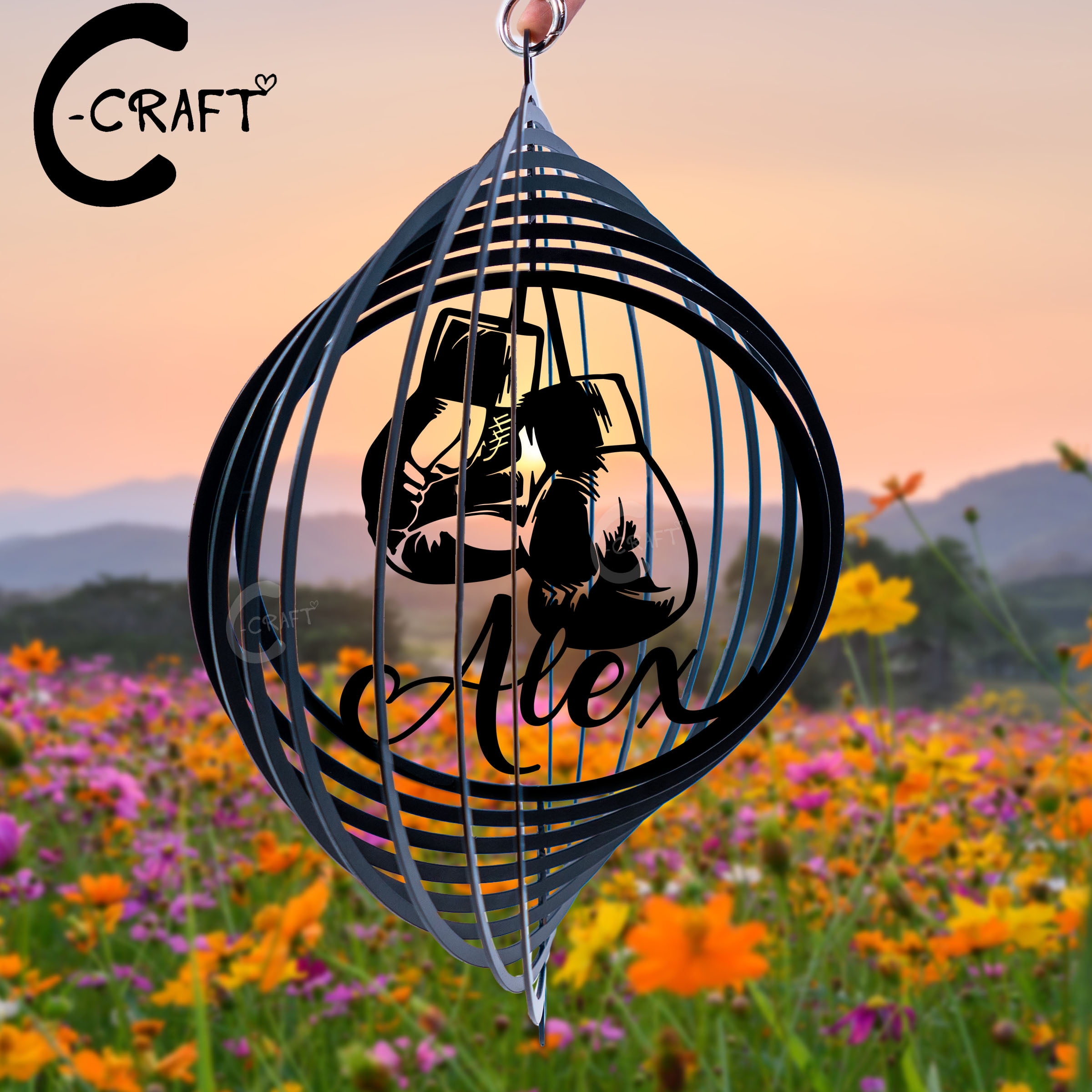 C-CRAFT Custom Boxing Metal Wind Spinner 8 inches, Memorial Wind ...