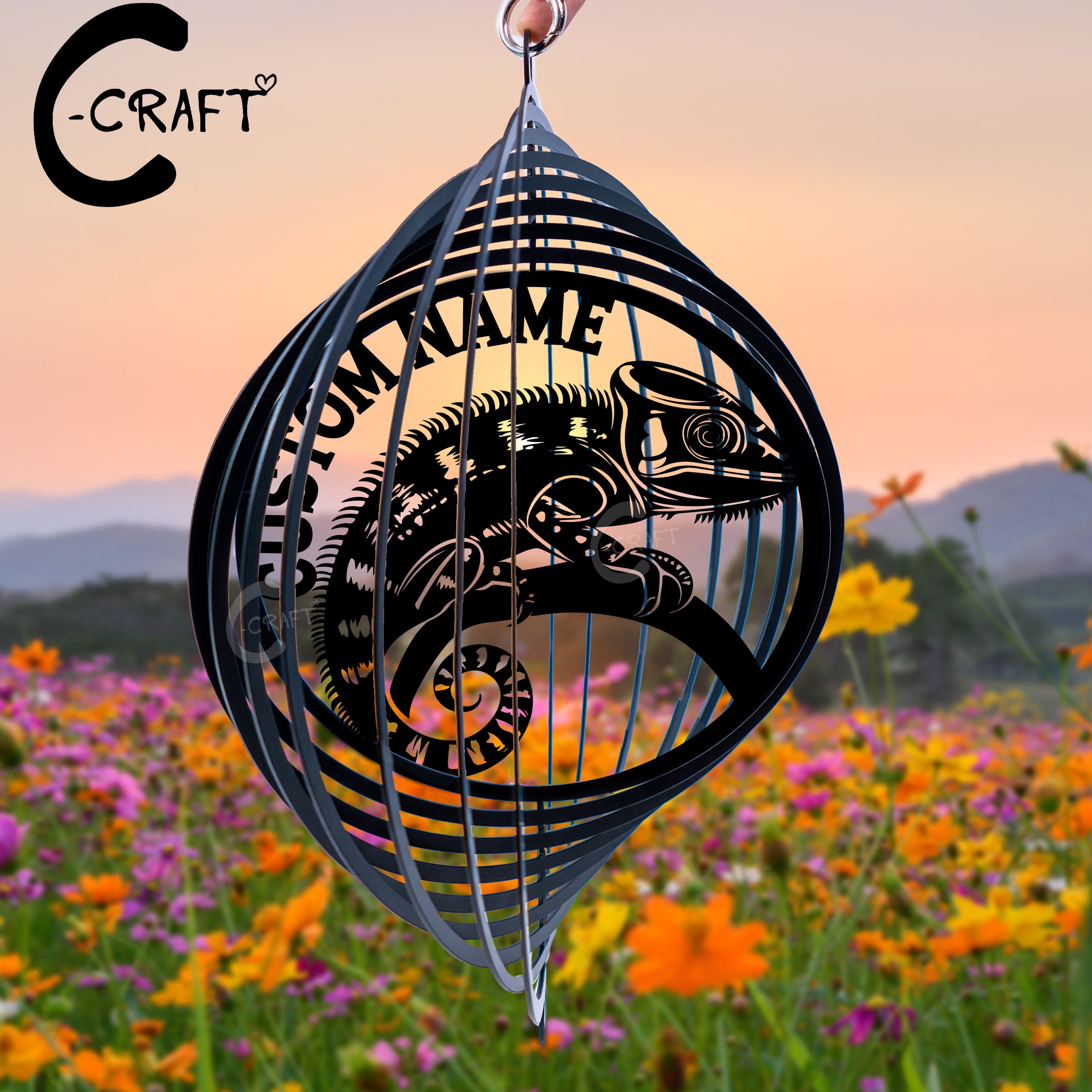 C-CRAFT Custom Chameleon Wind Spinner 18 inches Metal Sign, Memorial ...
