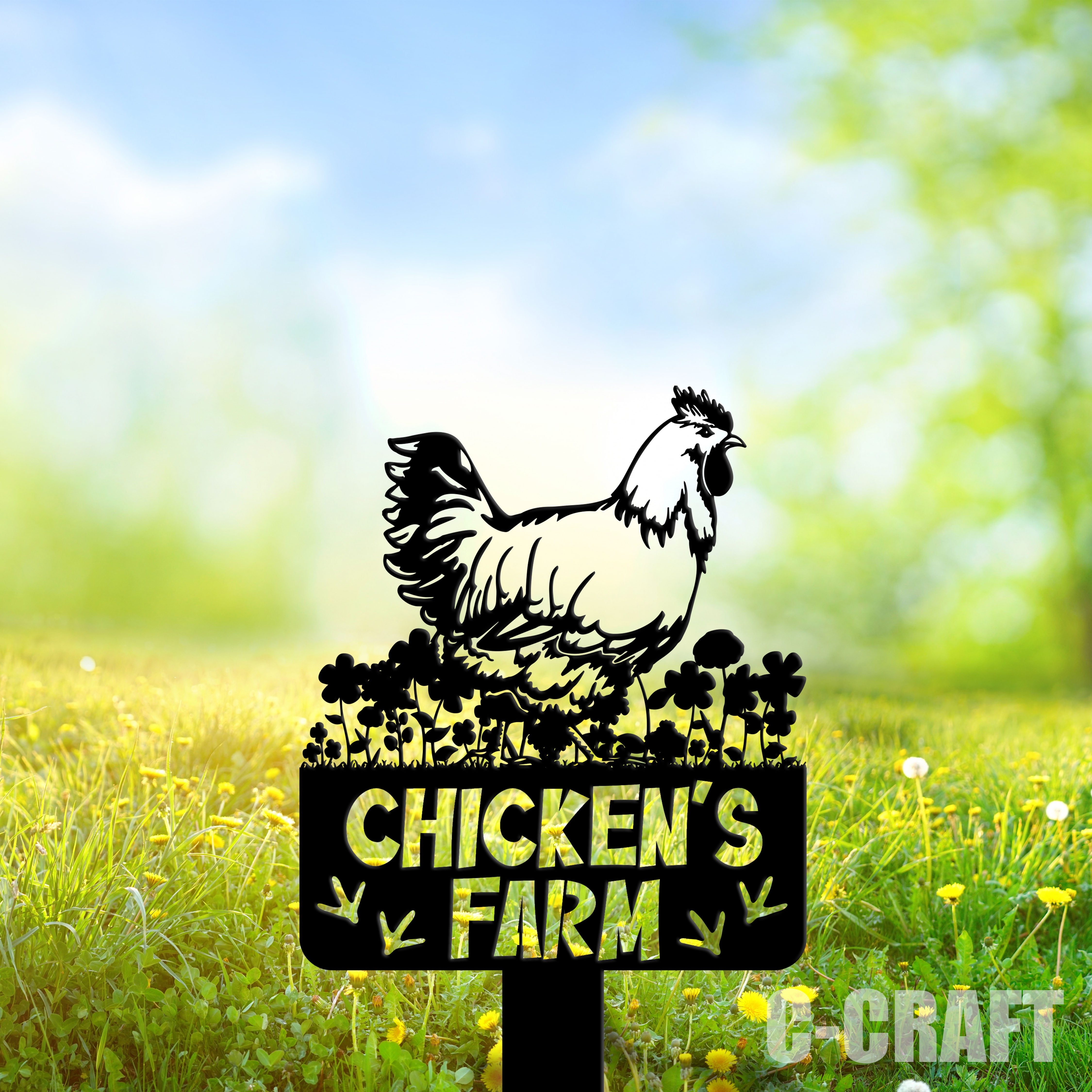 C-CRAFT Custom Chicken Farm Metal Yard Stake Weather Resistant for ...
